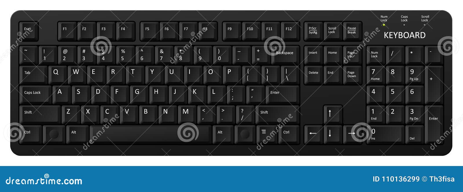 Vector black pc keyboard stock vector. Illustration of letter - 110136299