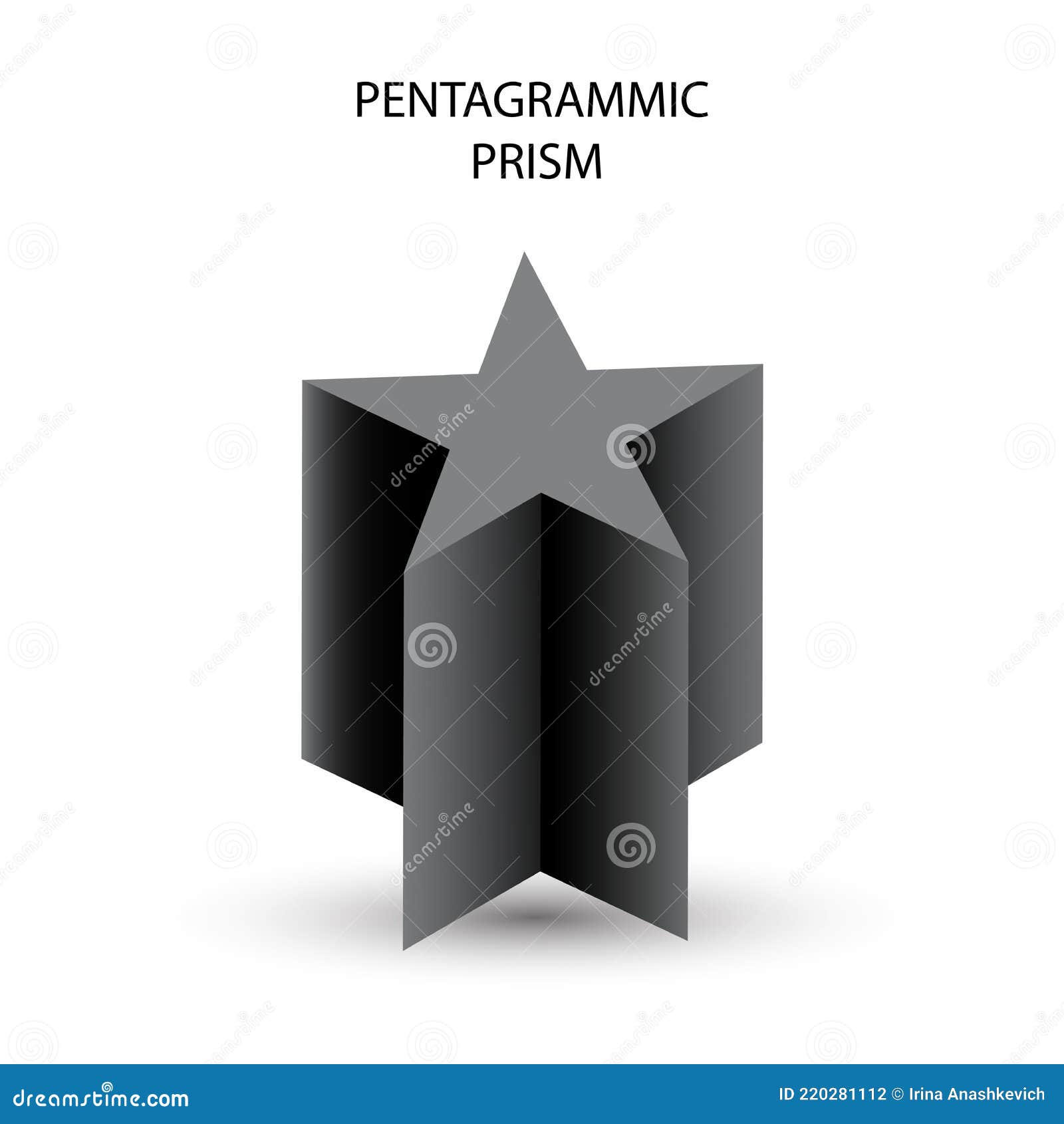 Black Pentagrammic Prism With Gradients And Shadow For Game, Icon ...