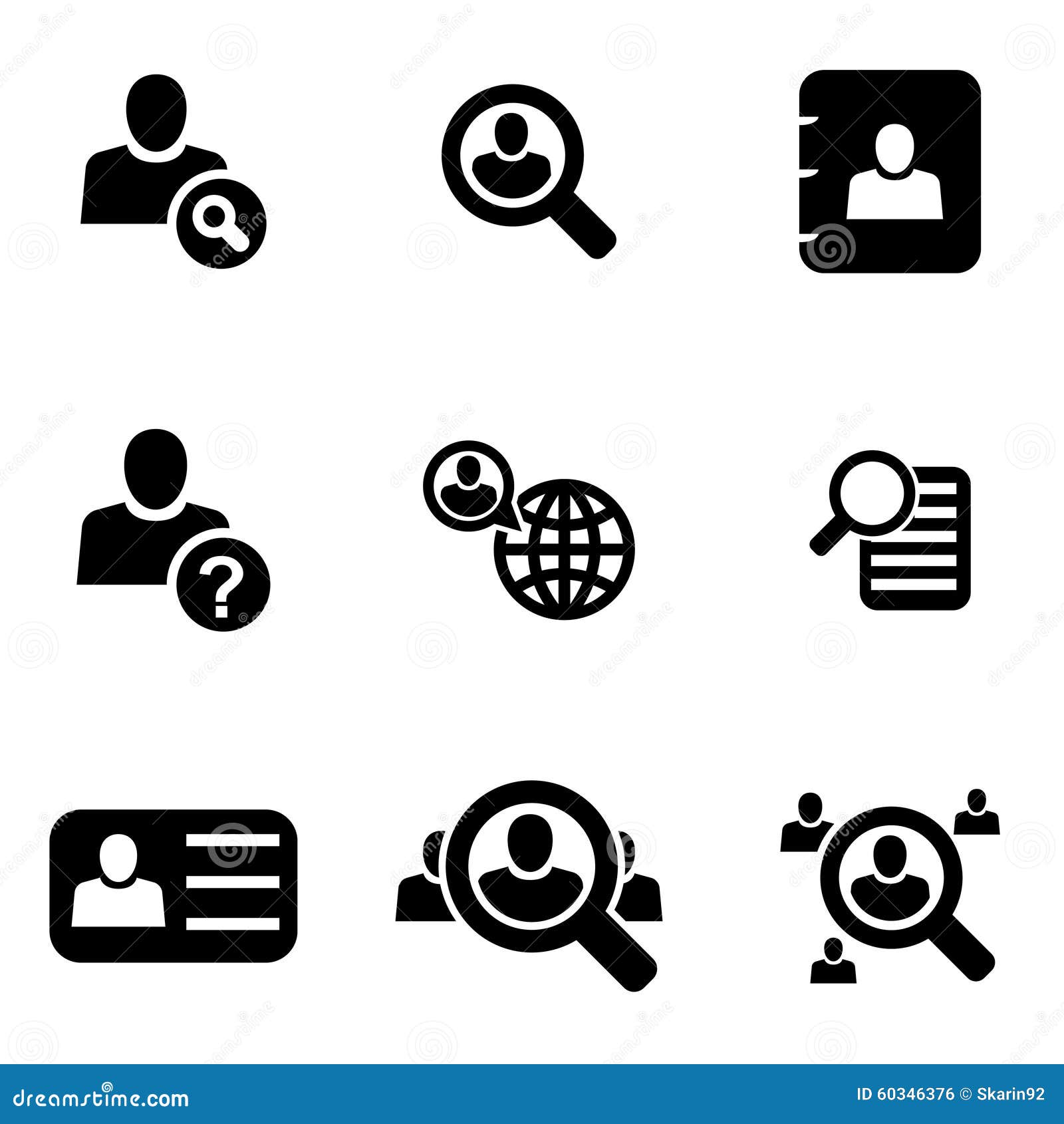 Vector Black People Search Icon Set Stock Illustration - Illustration ...
