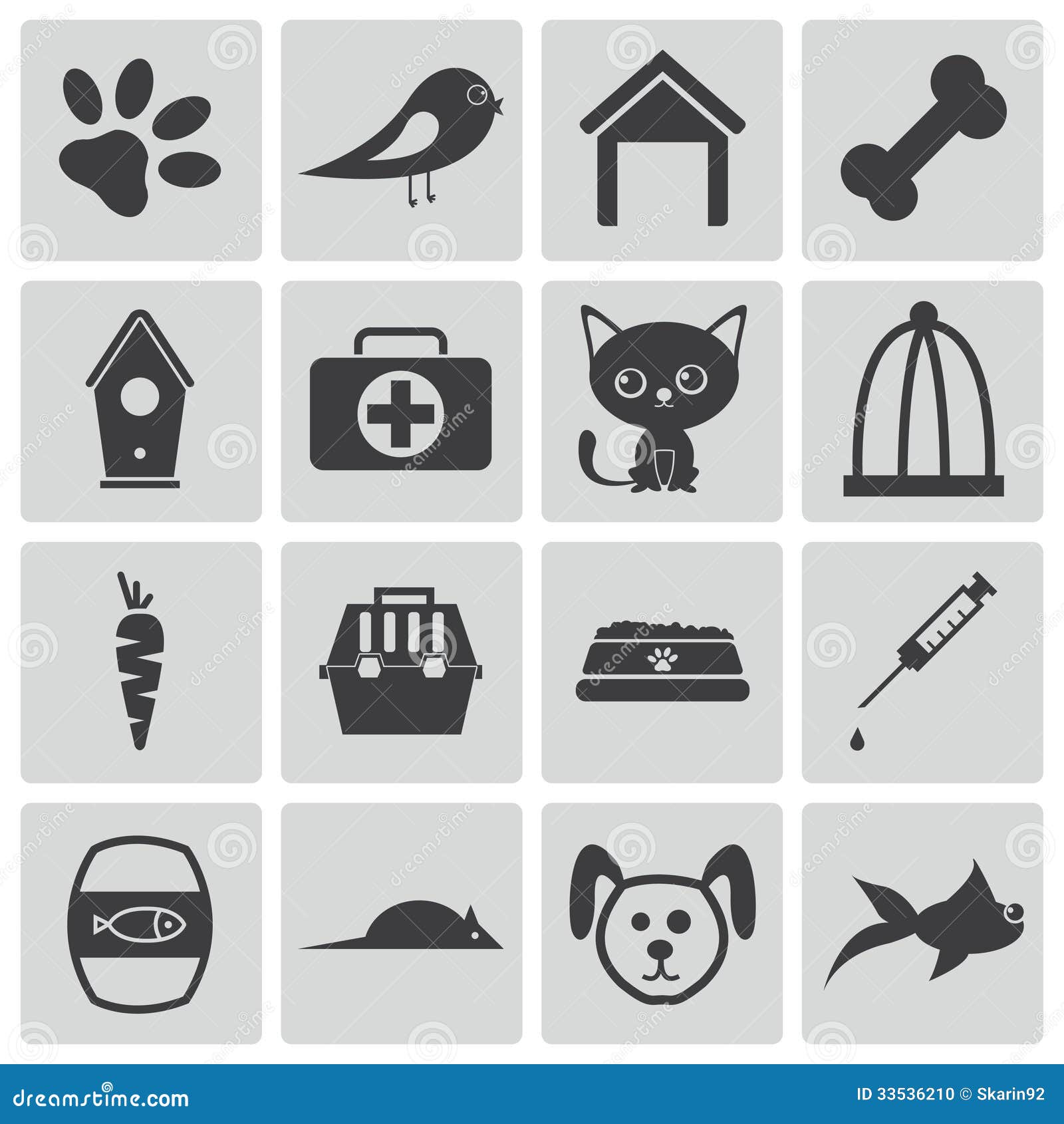 Vector black pet icons stock illustration. Illustration of kitten ...