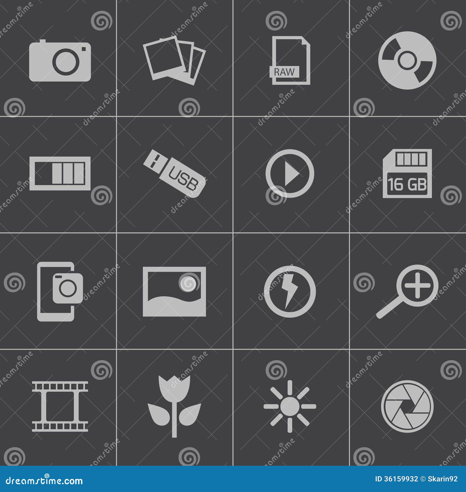 Vector Black Photo Icons Set Stock Vector - Illustration of pictogram ...