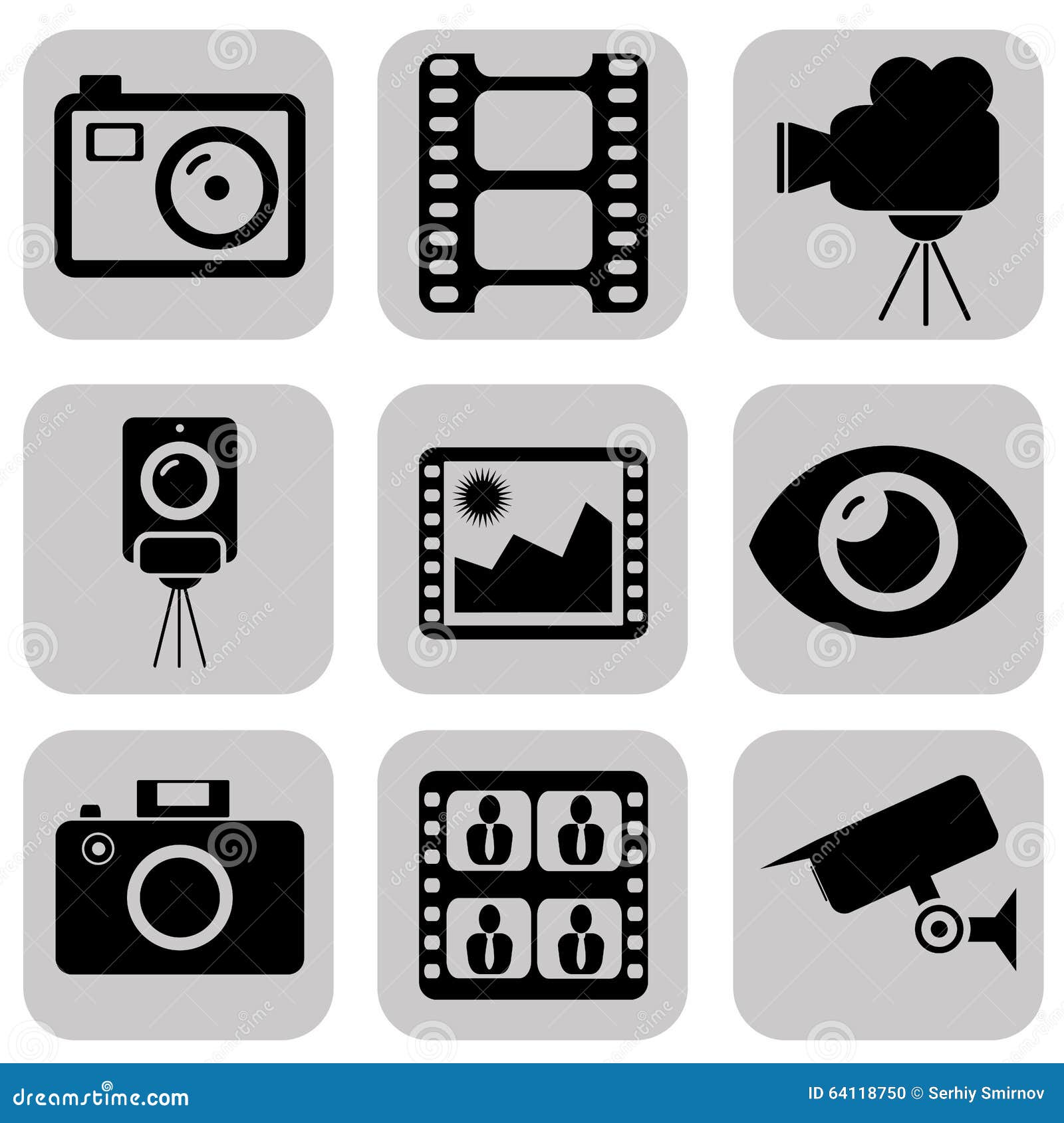 Vector Black Photo Icons Set Stock Vector - Illustration of computer ...