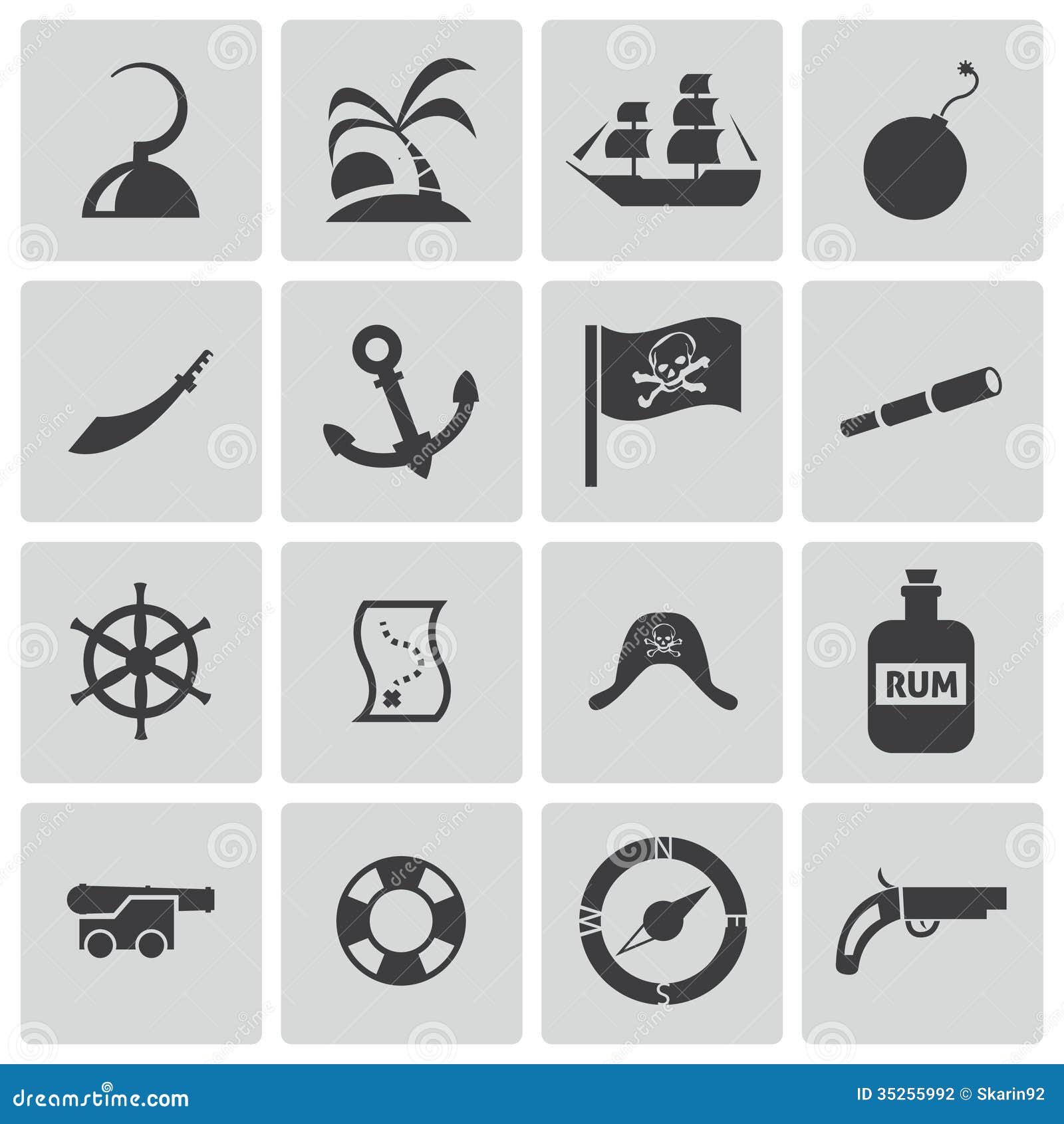 Pirates Icons, Signs And Symbols Set. Royalty-Free Illustration ...