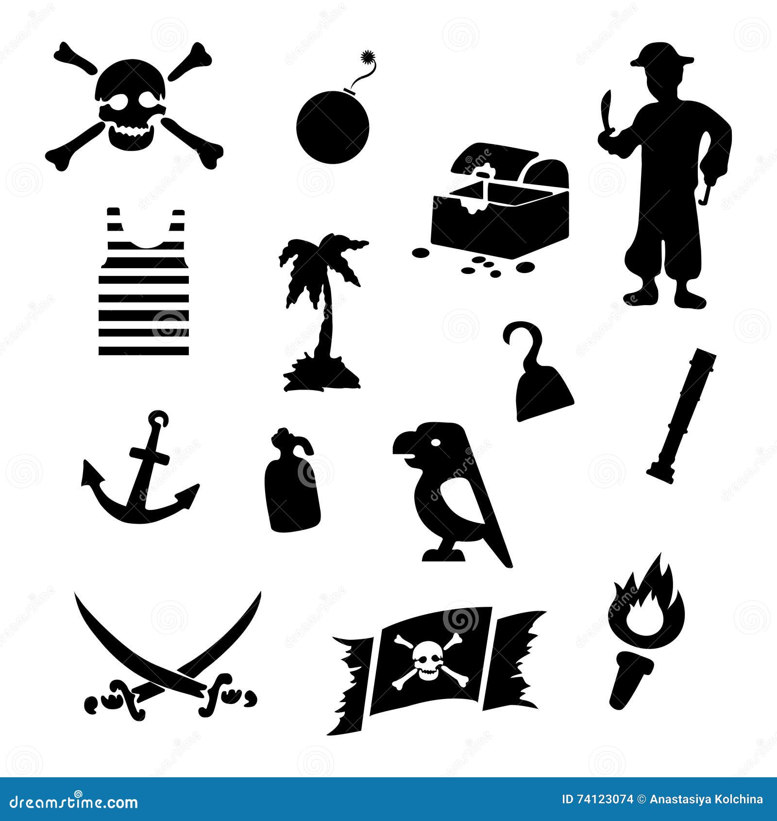 Pirates Icons, Signs And Symbols Set. Royalty-Free Illustration ...
