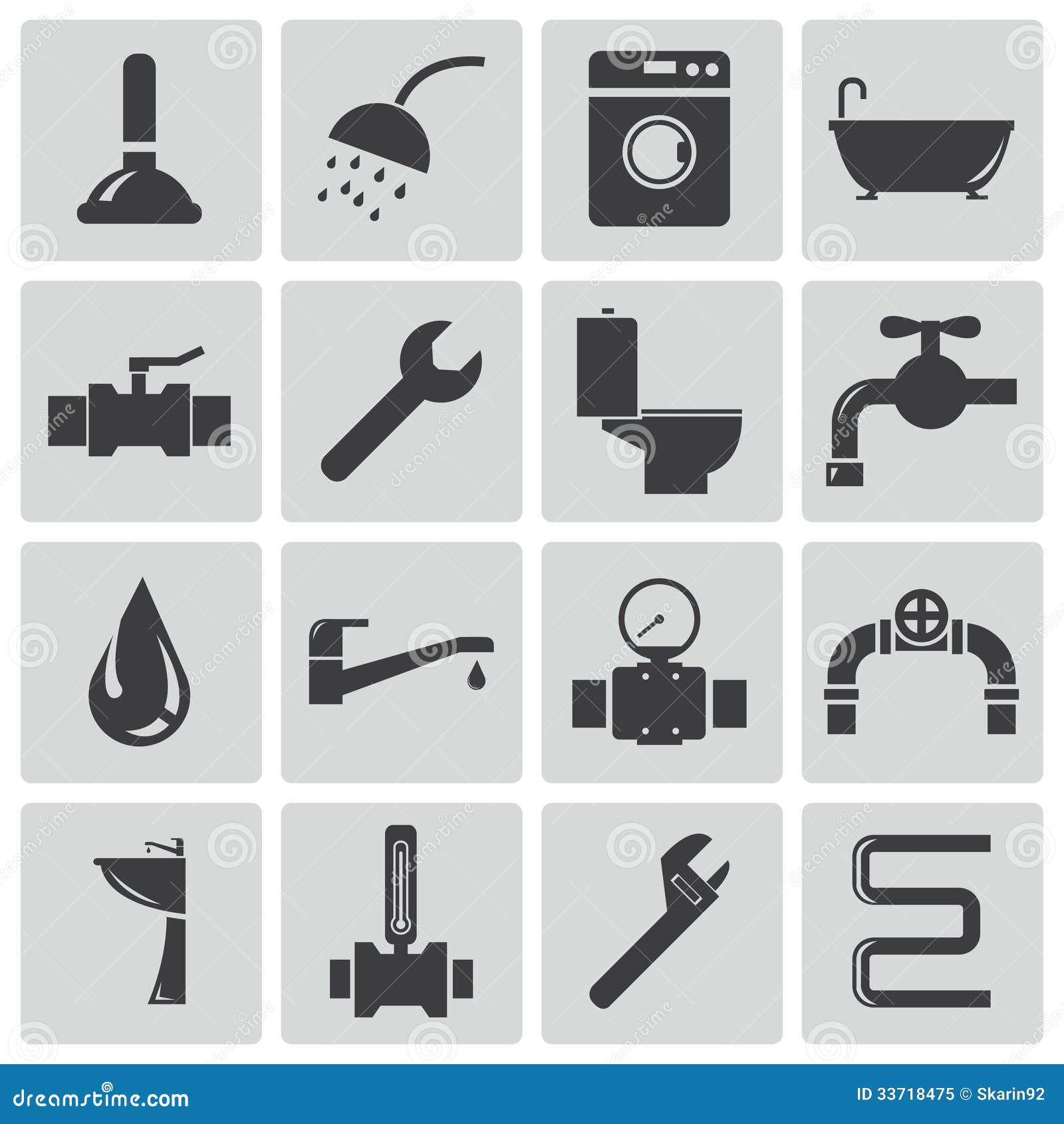 Vector Black Plumbing Icons Stock Illustration - Illustration of toilet ...