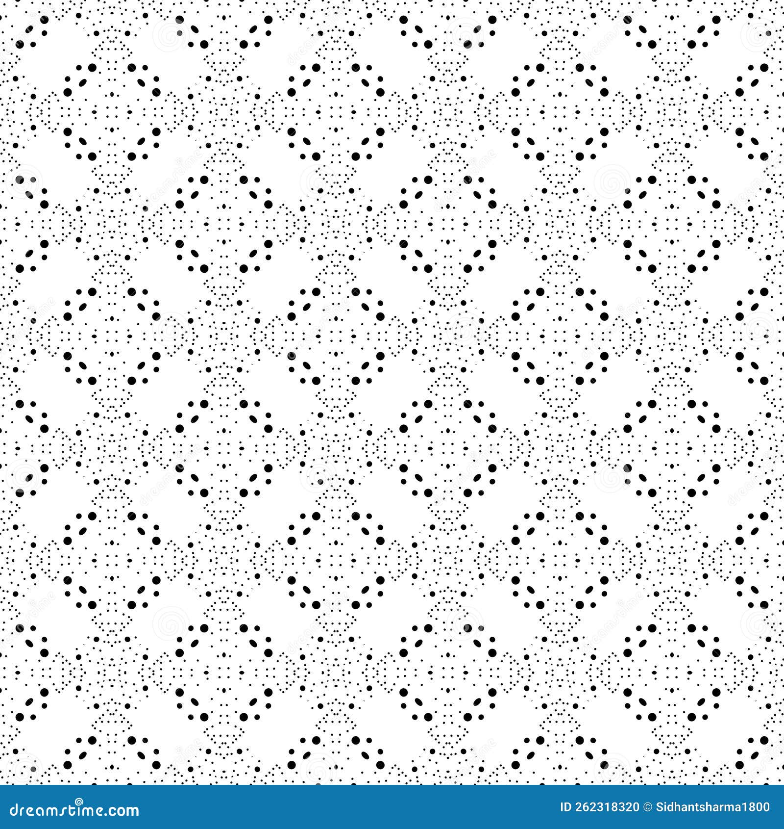 Vector Black Polka Doted Flower Shaping Repeated Pattern on White ...