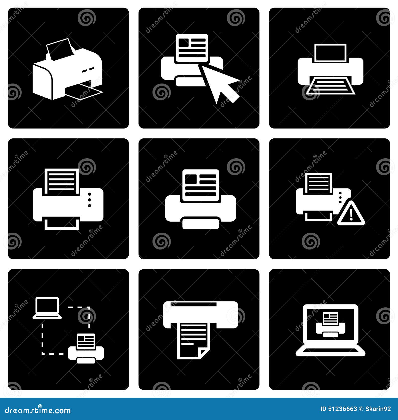 Vector Black Printer Icon Set Royalty-Free Stock Photography ...