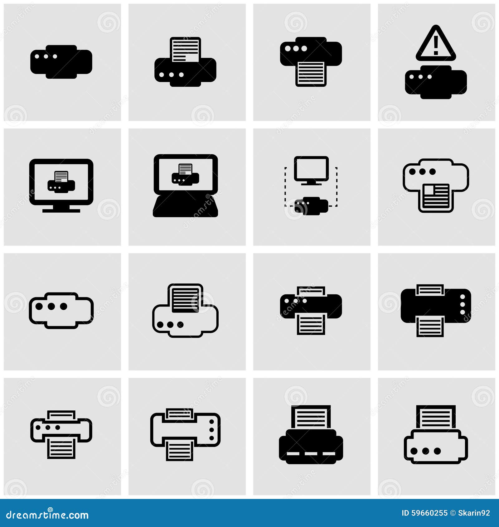 Vector Black Printer Icon Set Royalty-Free Stock Photography ...