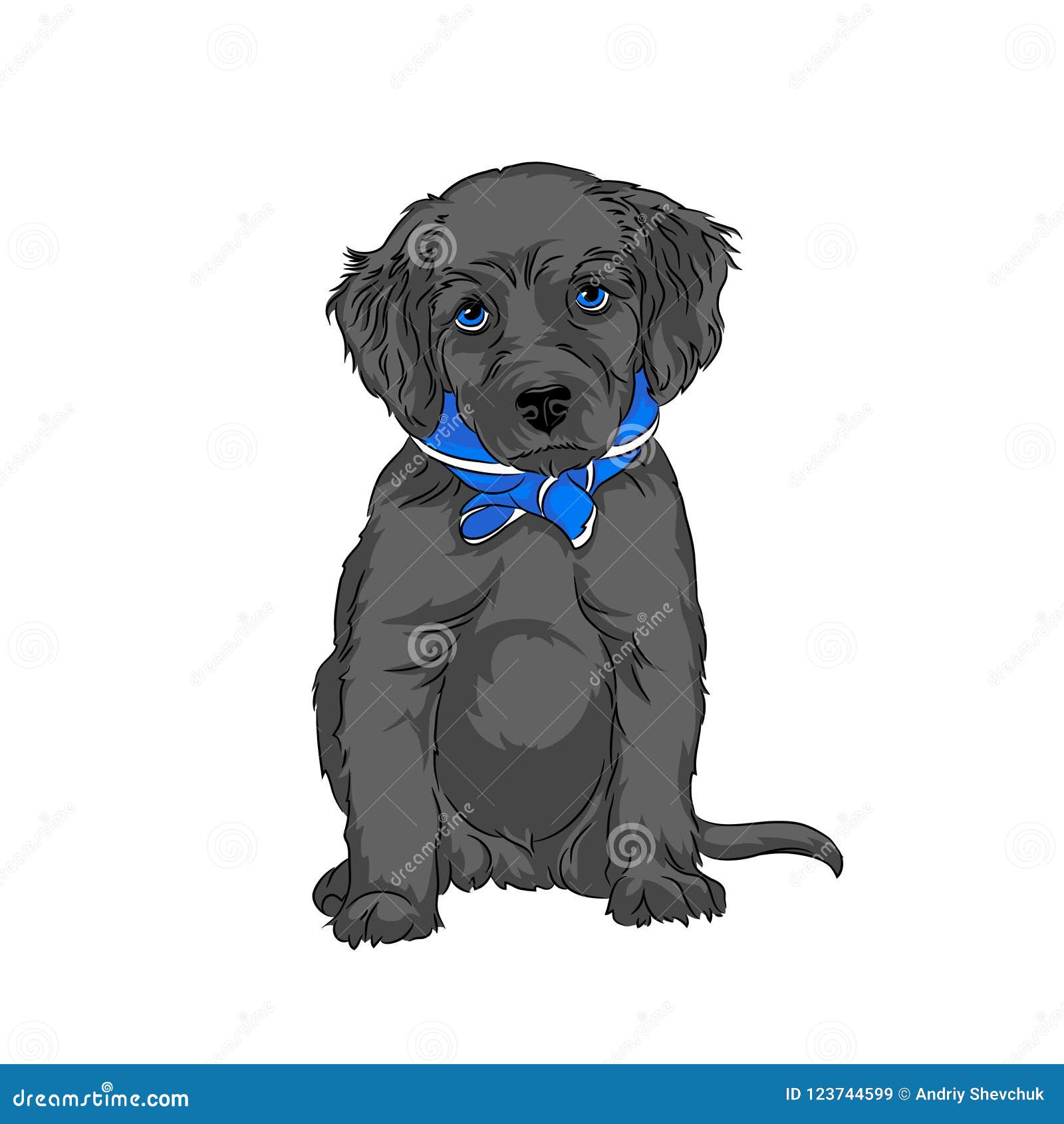 Puppy Labrador Sitting. Vector Black Dog Stock Vector - Illustration of ...