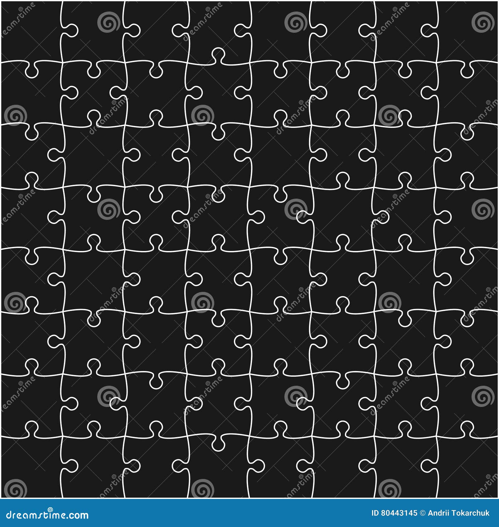Vector Black Puzzles Pieces Square JigSaw - 64. Stock Vector ...