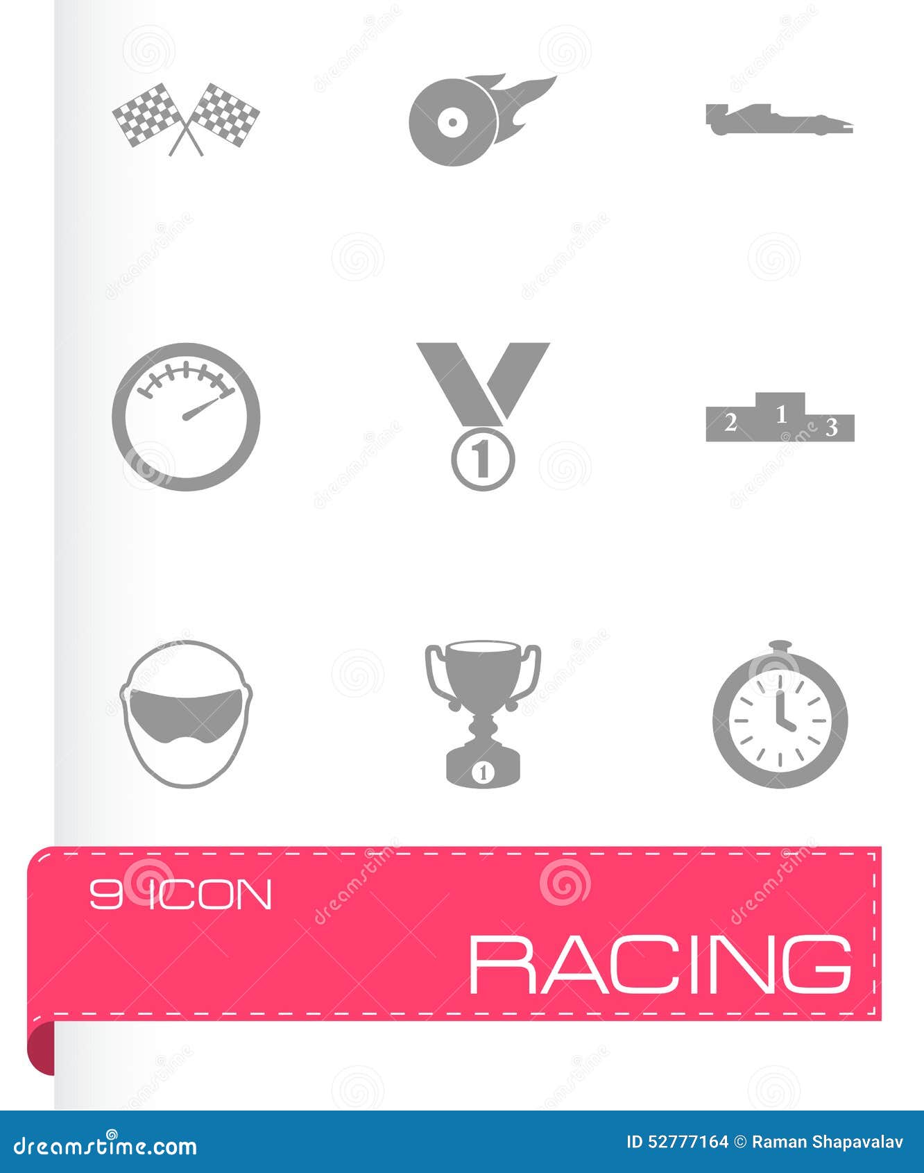 Vector Black Racing Icons Set Stock Vector - Illustration of drive ...