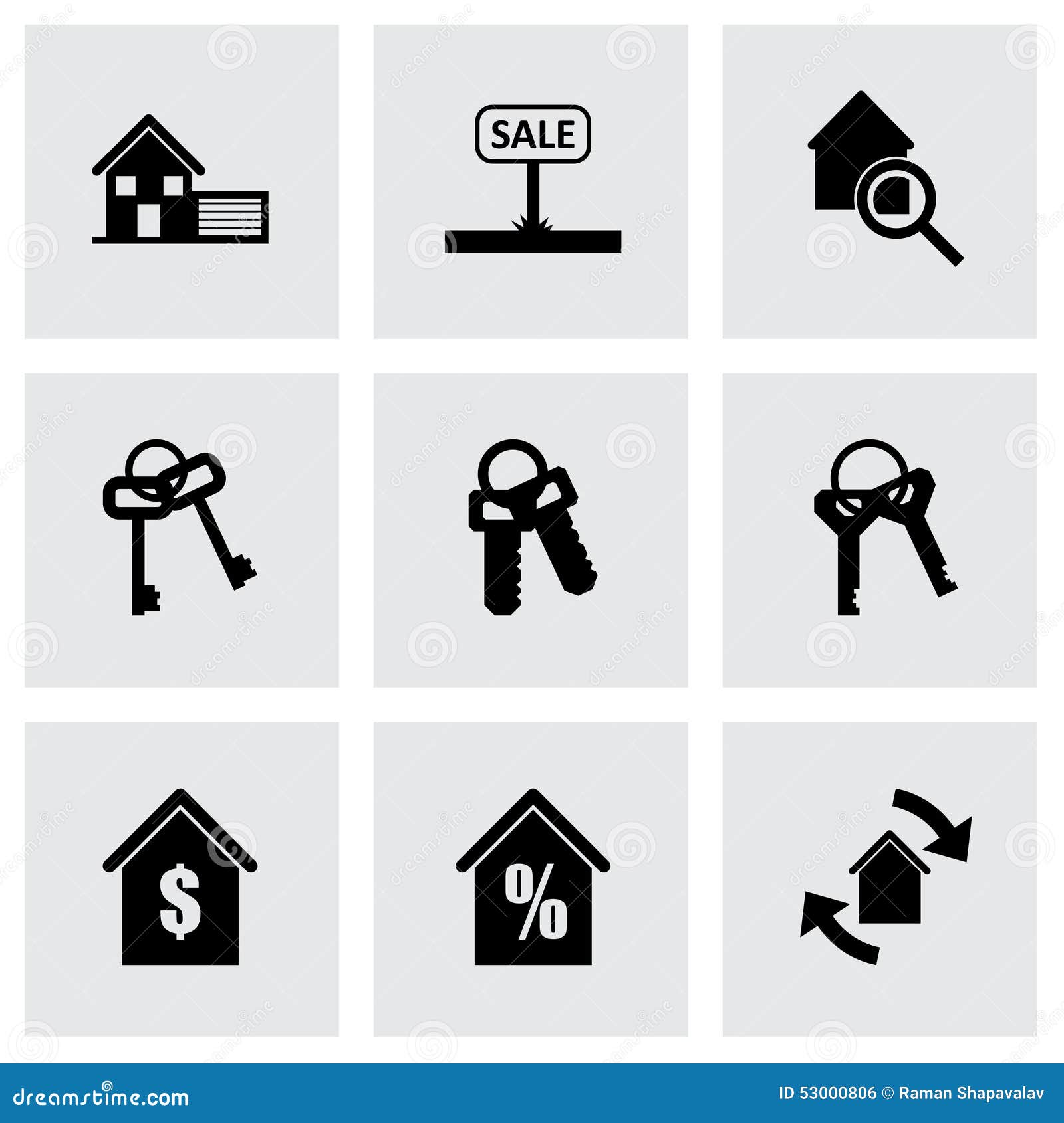 Vector Black Real Estate Icons Set Stock Vector - Illustration of ...