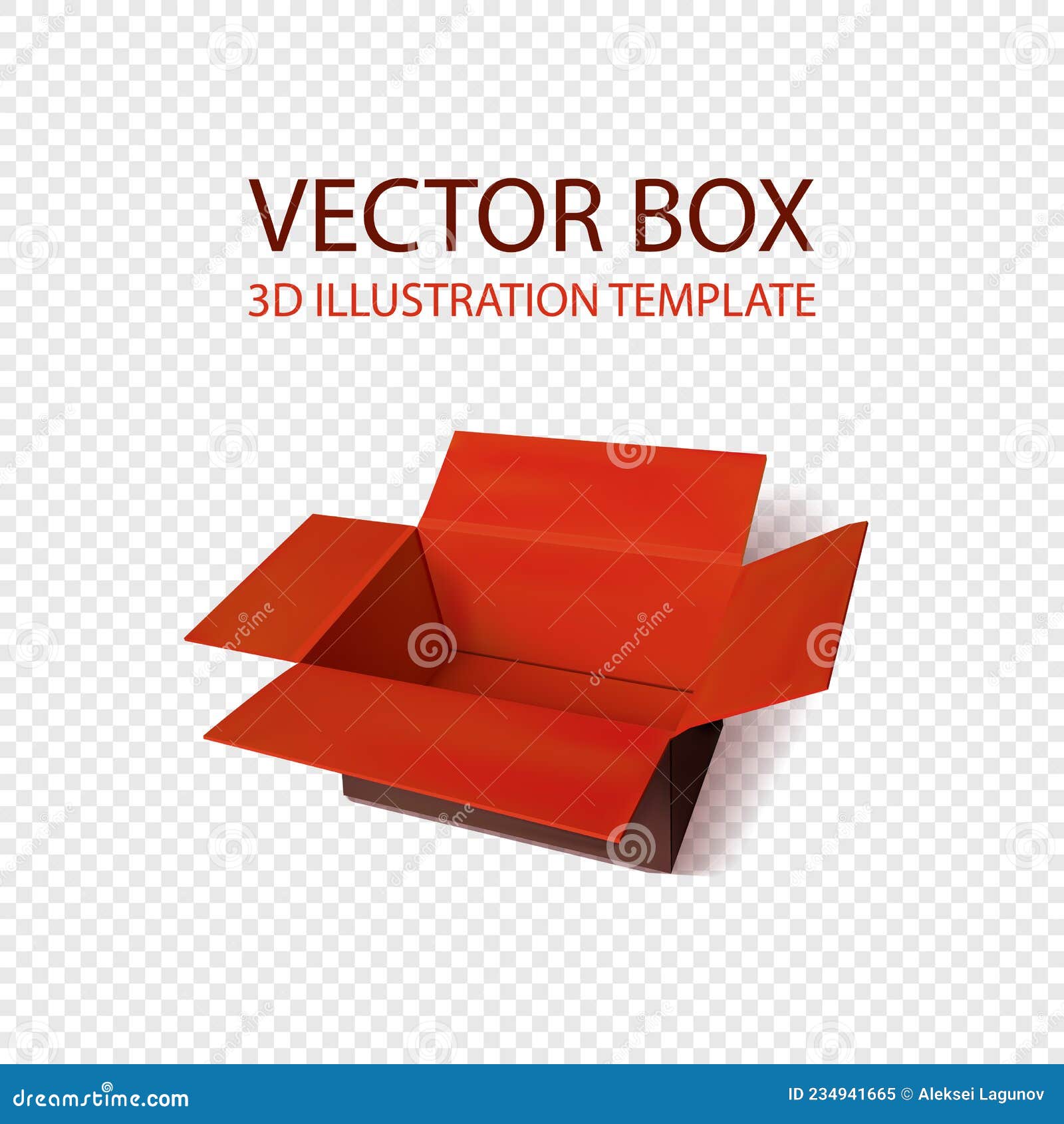Vector Black and Red Box Isolated on Light Transparent Background, 3D ...