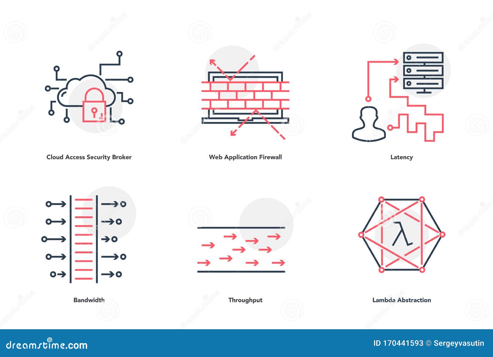 Vector Black and Red Linear Internet Data Characteristic Icons Stock Vector - Illustration of ...