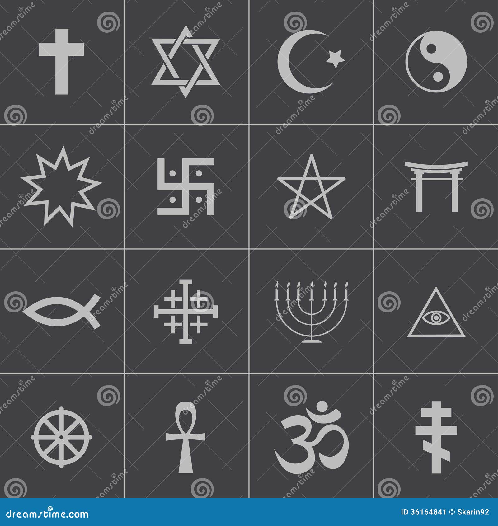 Vector Black Religious Symbols Set Stock Vector - Illustration of holy ...
