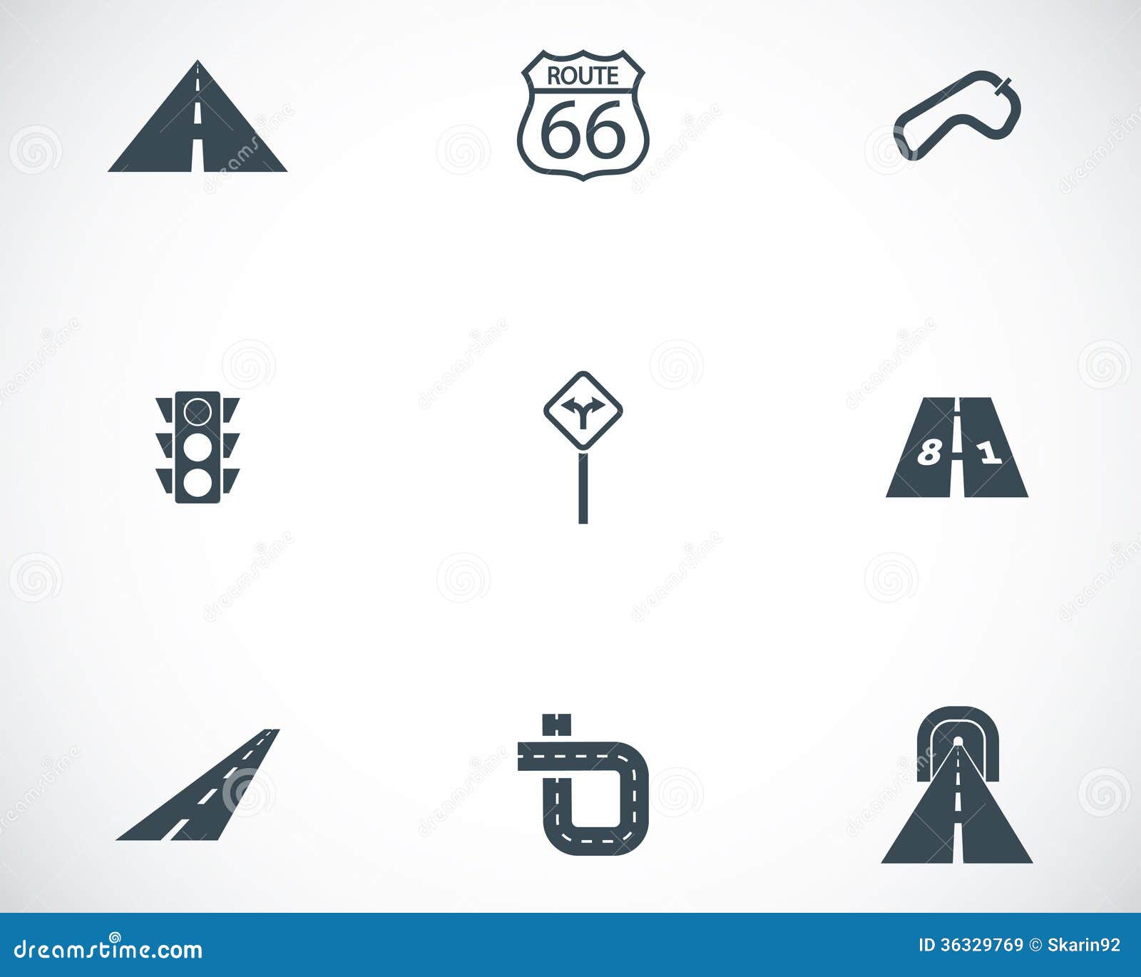 Vector Black Road Icons Set Stock Illustration - Illustration of emblem ...