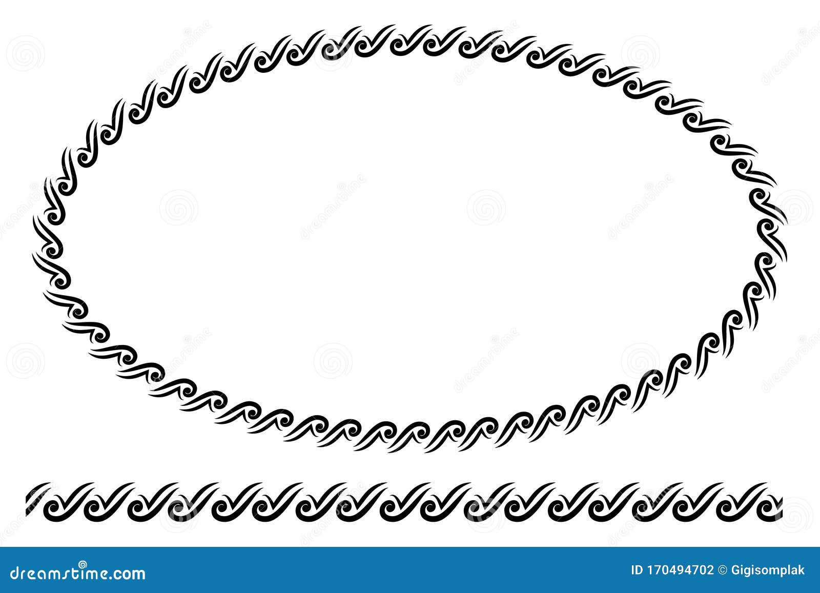 Vector Black Rounded Corner Oval Floral Frame, Isolated on White Stock ...