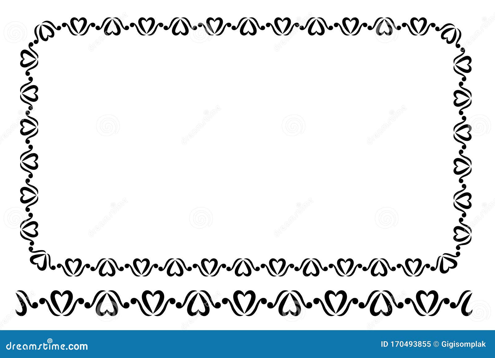 Vector Black Rounded Corner Rectangle Floral Frame, Isolated on White ...