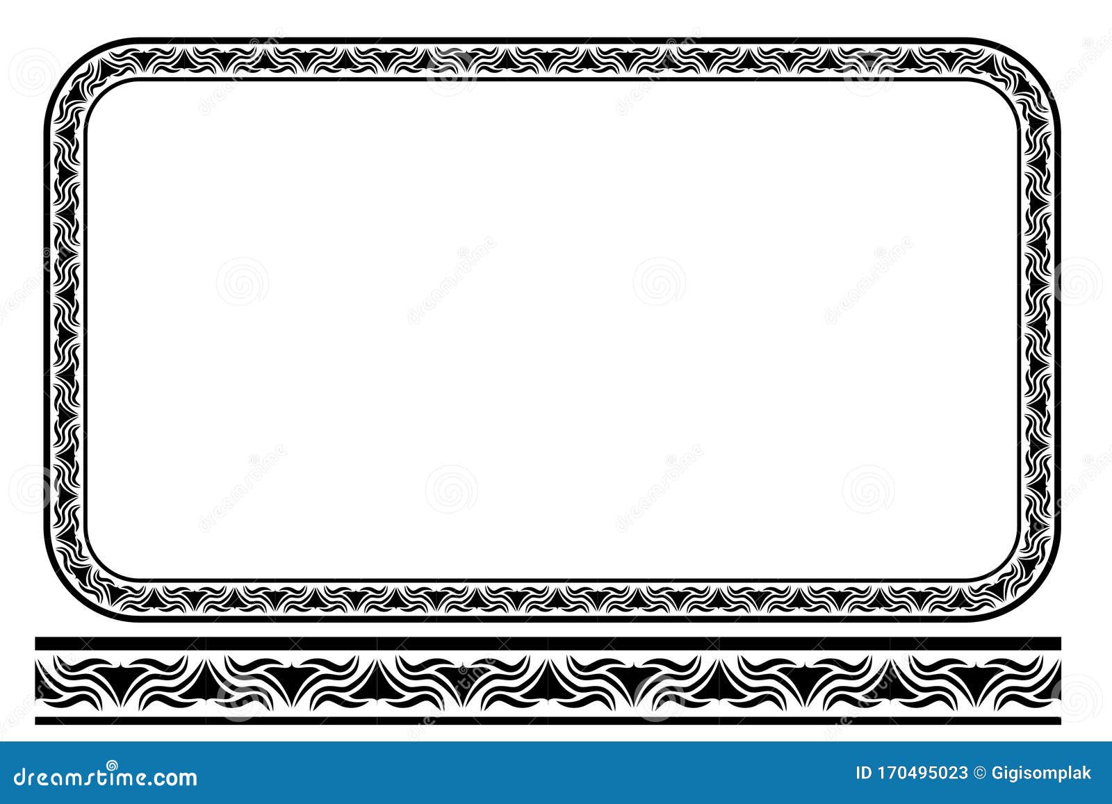 Vector Black Rounded Corner Rectangle Floral Frame, Isolated on White ...