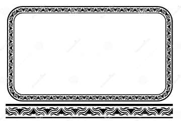 Vector Black Rounded Corner Rectangle Floral Frame, Isolated on White ...