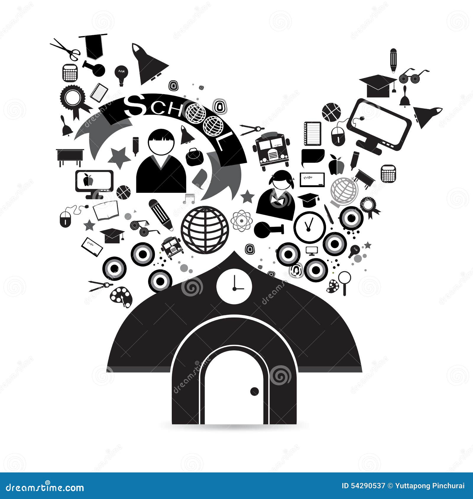 Vector Black School Icons on White Background Stock Illustration ...