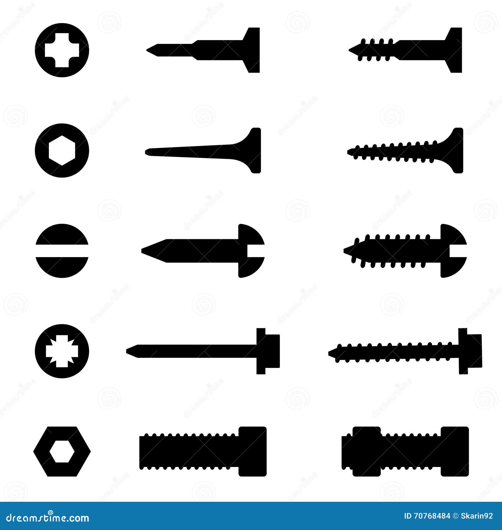 Screws And Nuts, All Types And All Sizes, Construction Graphics For ...