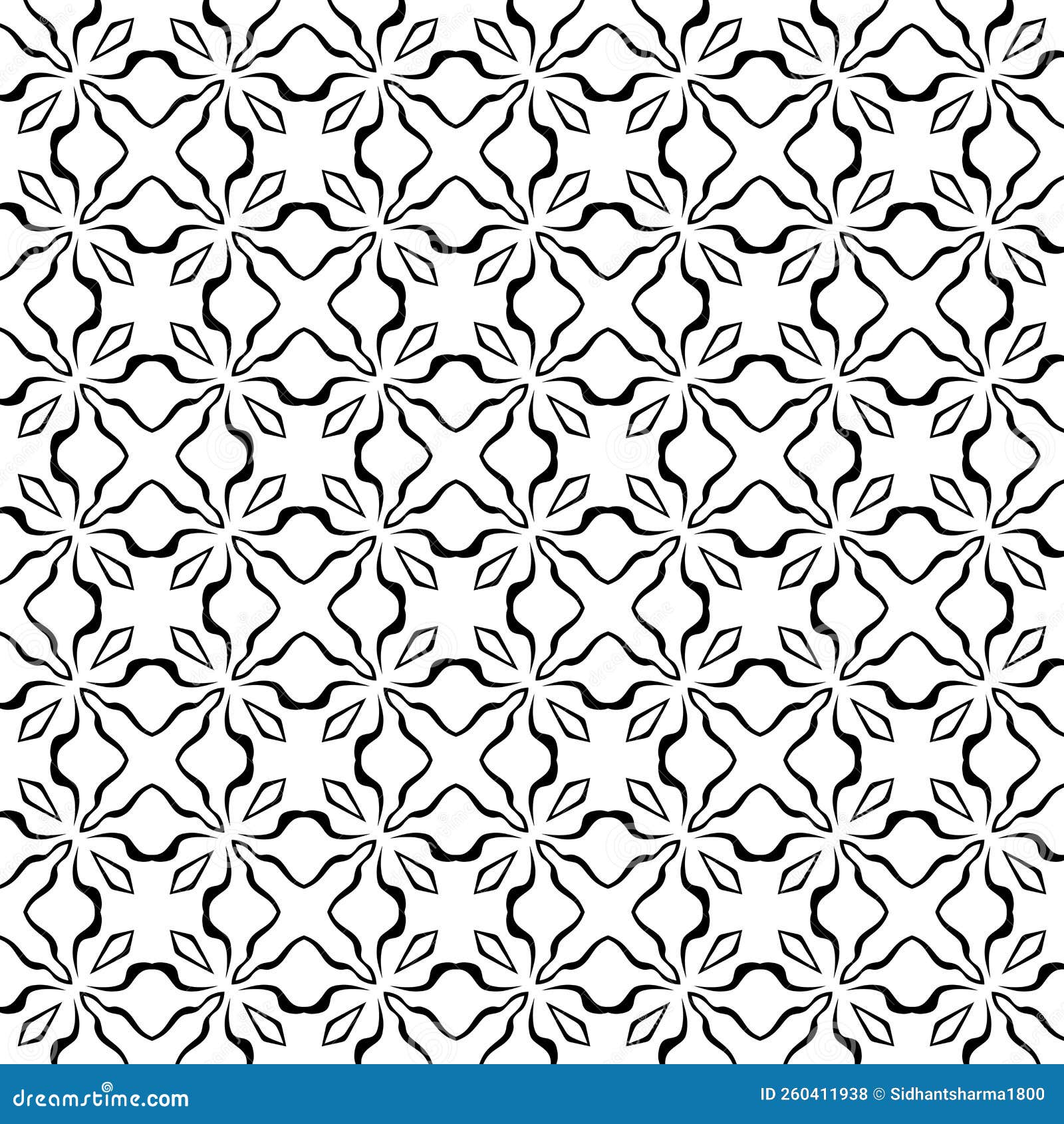 Vector Black Seamless Repeated Pattern on White Background Vector ...