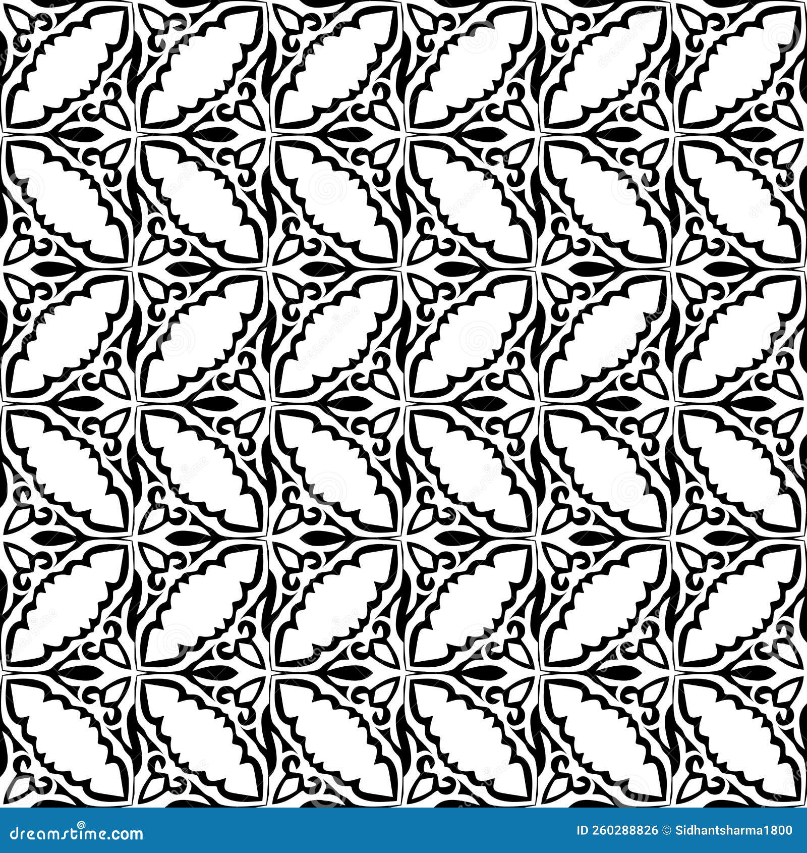 Vector Black Seamless Repeated Pattern On White Background Vector Illustrations Stock Vector