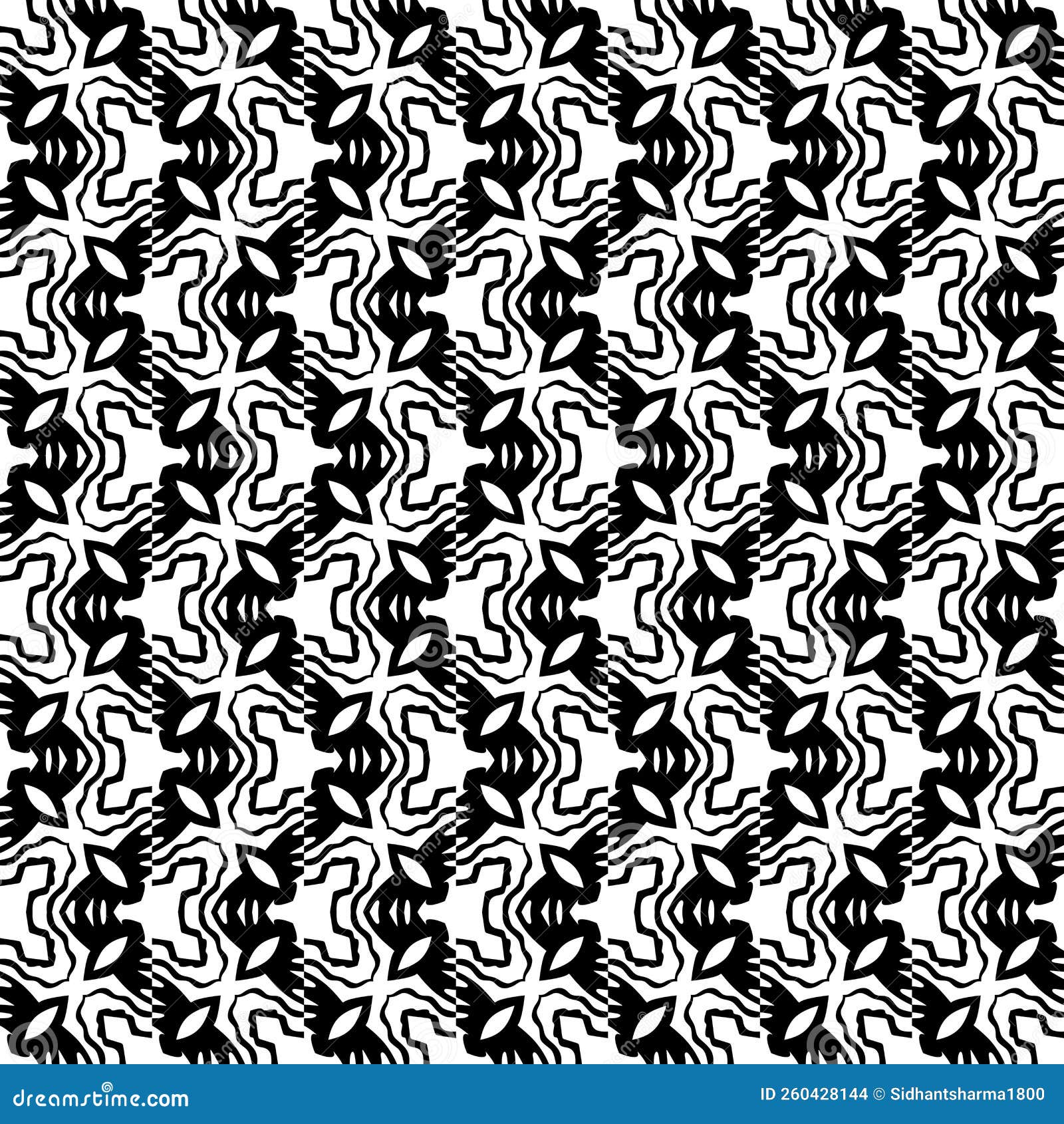 Vector Black Seamless Repeated Pattern on White Background Vector ...