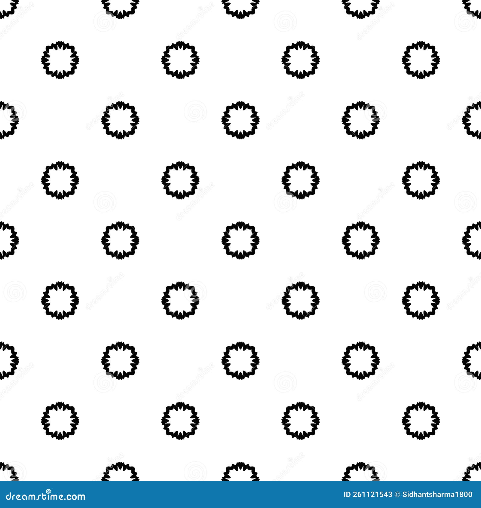 Vector Black Seamless Repeated Pattern On White Background Vector Illustrations Stock