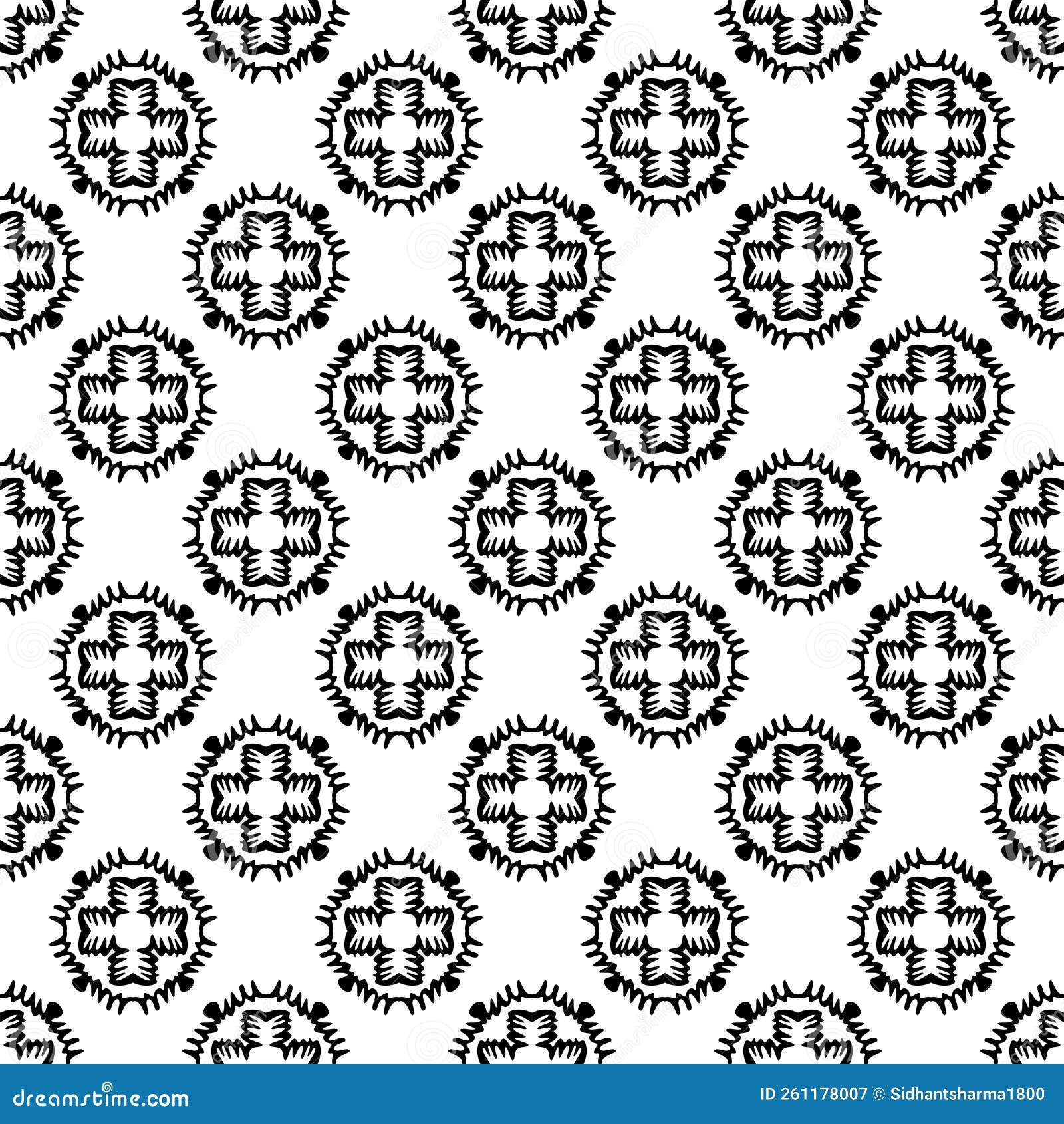 Vector Black Seamless Repeated Pattern on White Background Vector ...