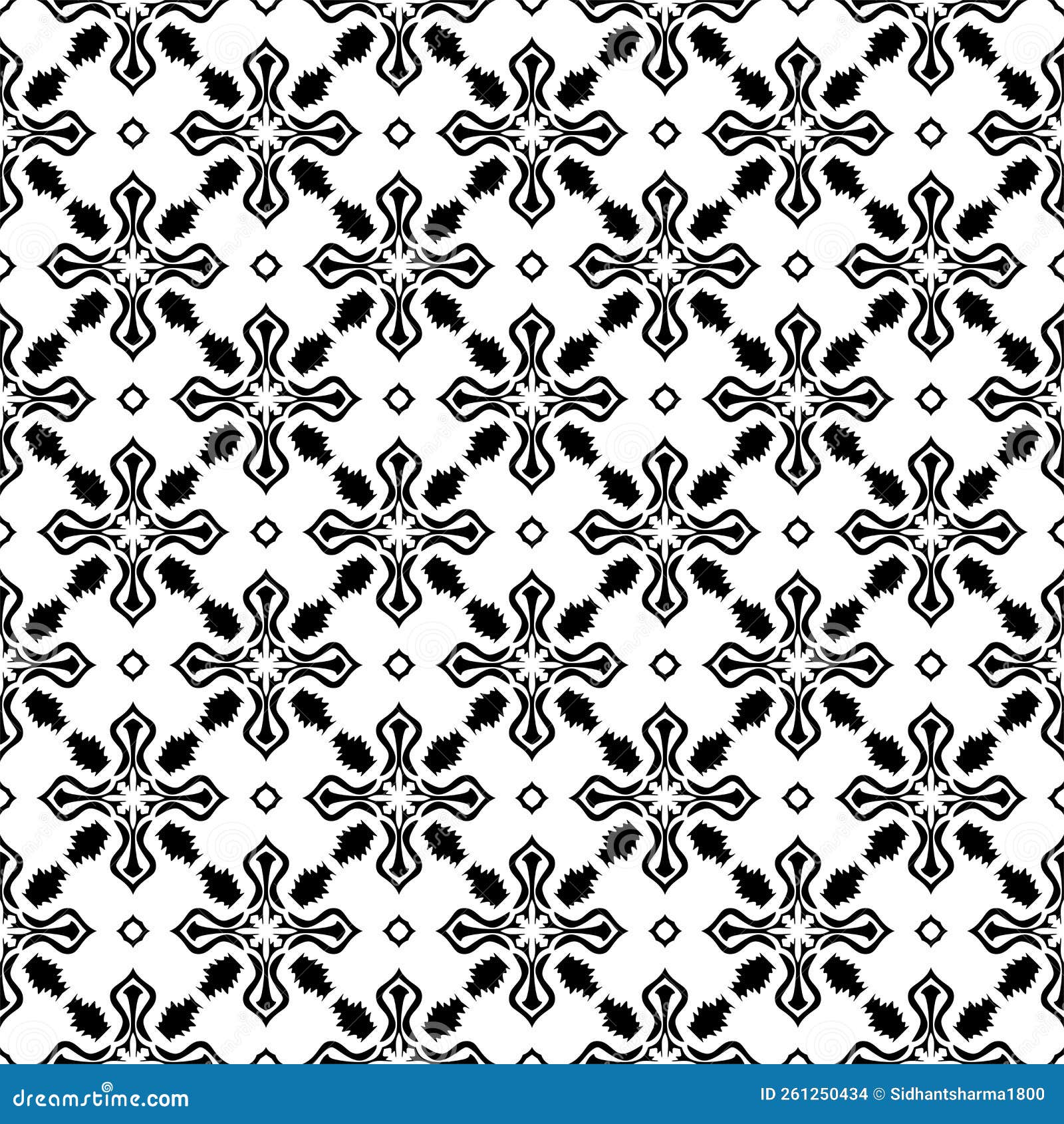 Vector Black Seamless Repeated Pattern on White Background Vector ...
