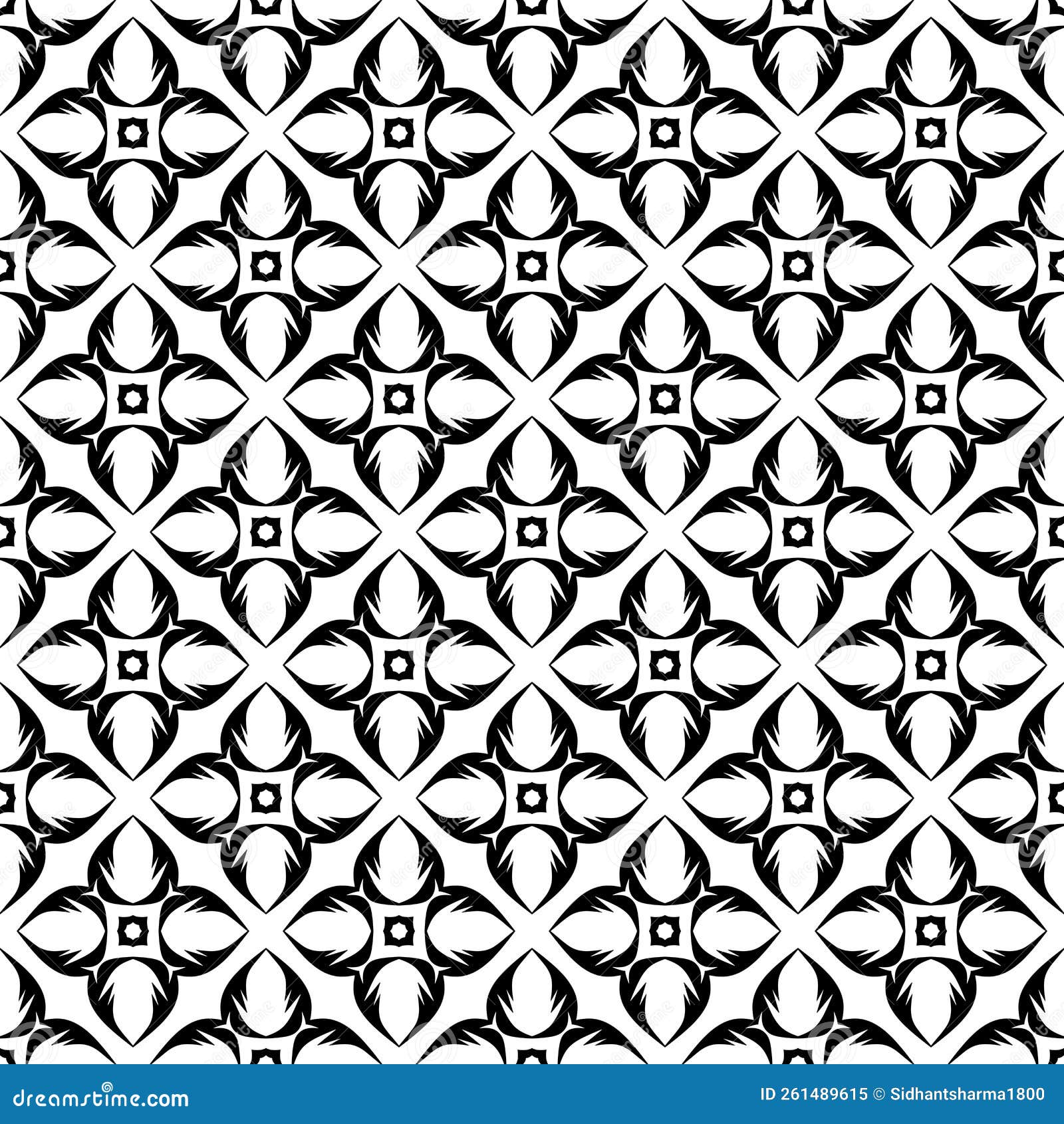 Vector Black Seamless Repeated Pattern on White Background Vector ...