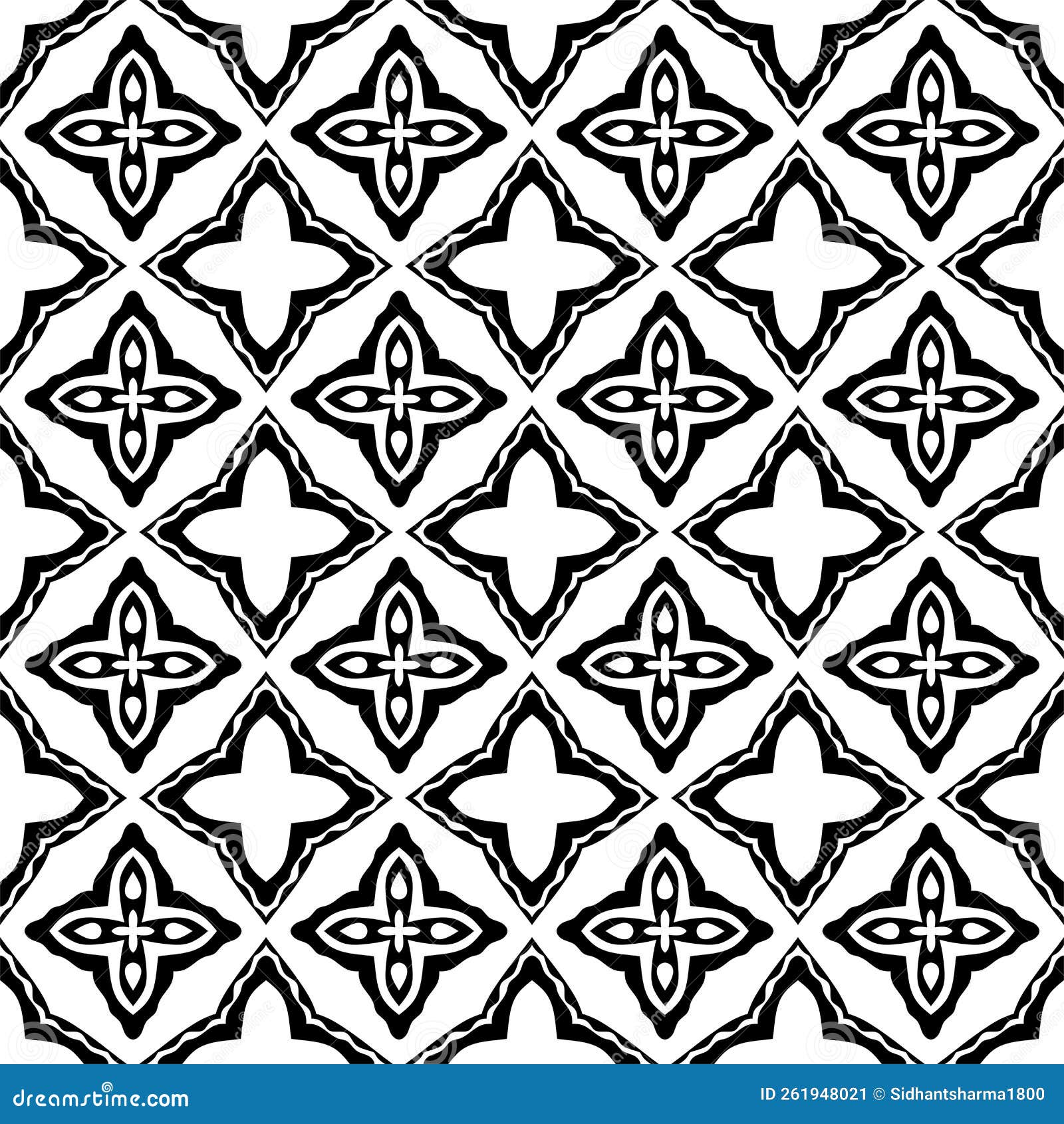 Vector Black Seamless Repeated Pattern on White Background Vector ...