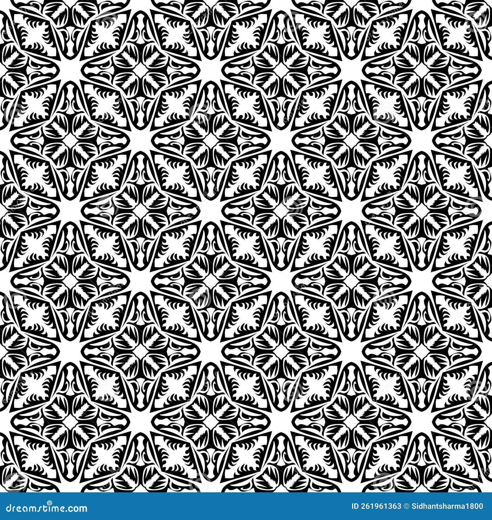 Vector Black Seamless Repeated Pattern on White Background Vector ...