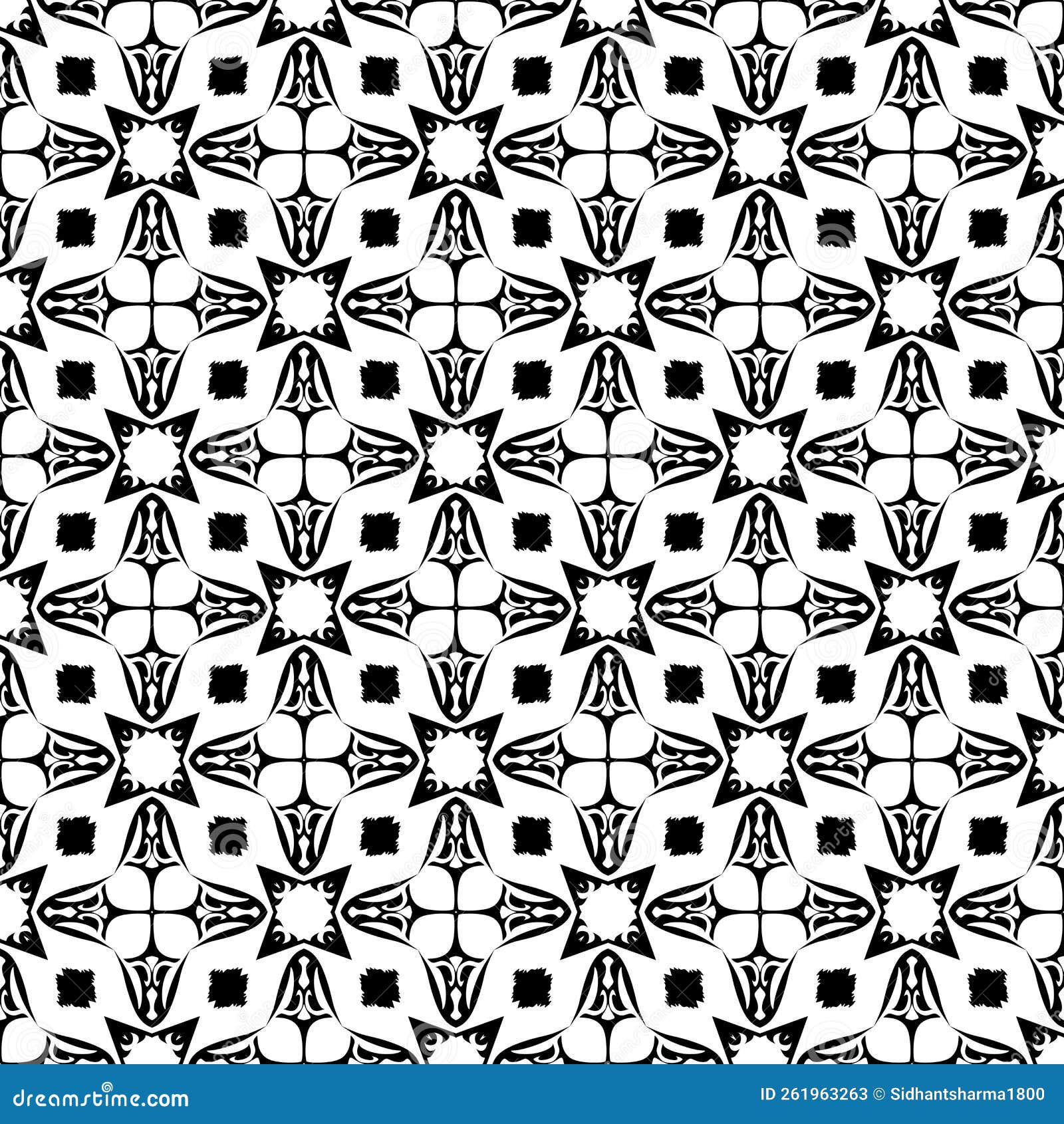 Vector Black Seamless Repeated Pattern on White Background Vector ...