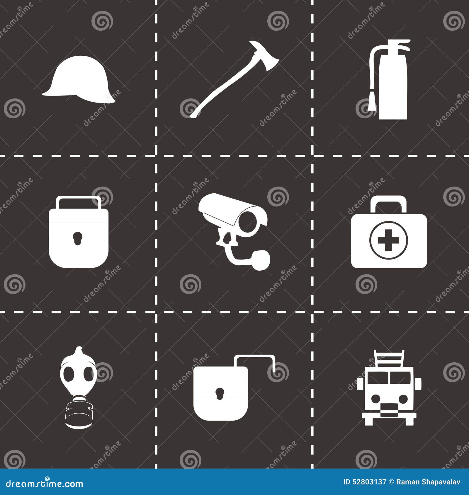 Vector Black Security Icons Set Stock Vector - Illustration of police ...