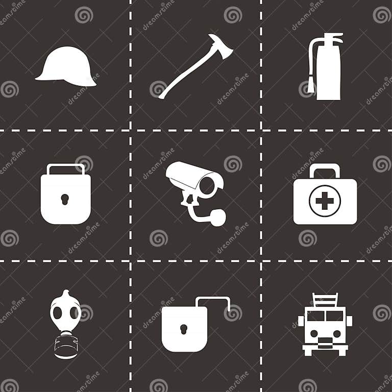 Vector Black Security Icons Set Stock Vector - Illustration of police ...