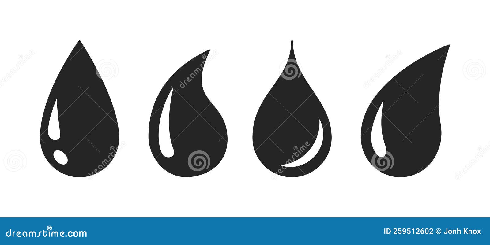 Vector Black Set of Water Drop Icons. Flat Drop Logo Shapes Stock ...