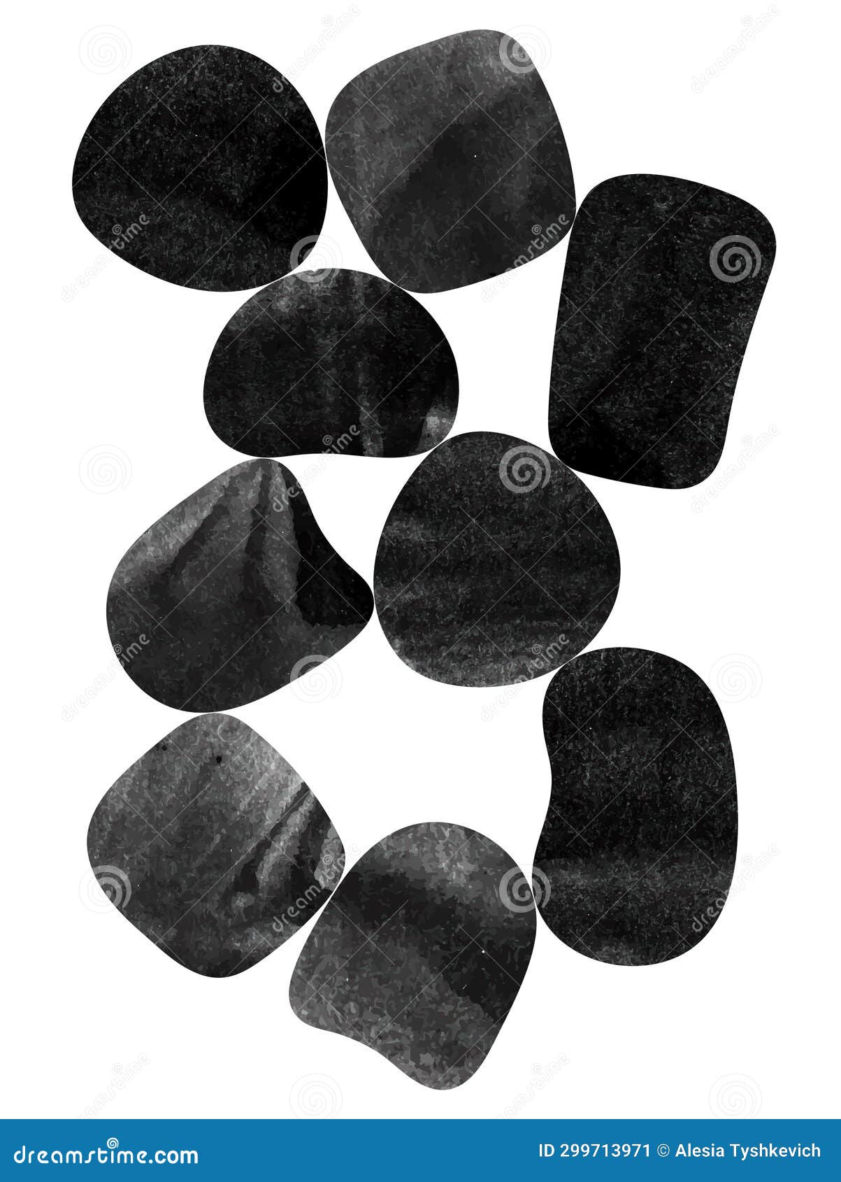 Vector Black Shapes with Texture. Black Graphics Elements. Different ...