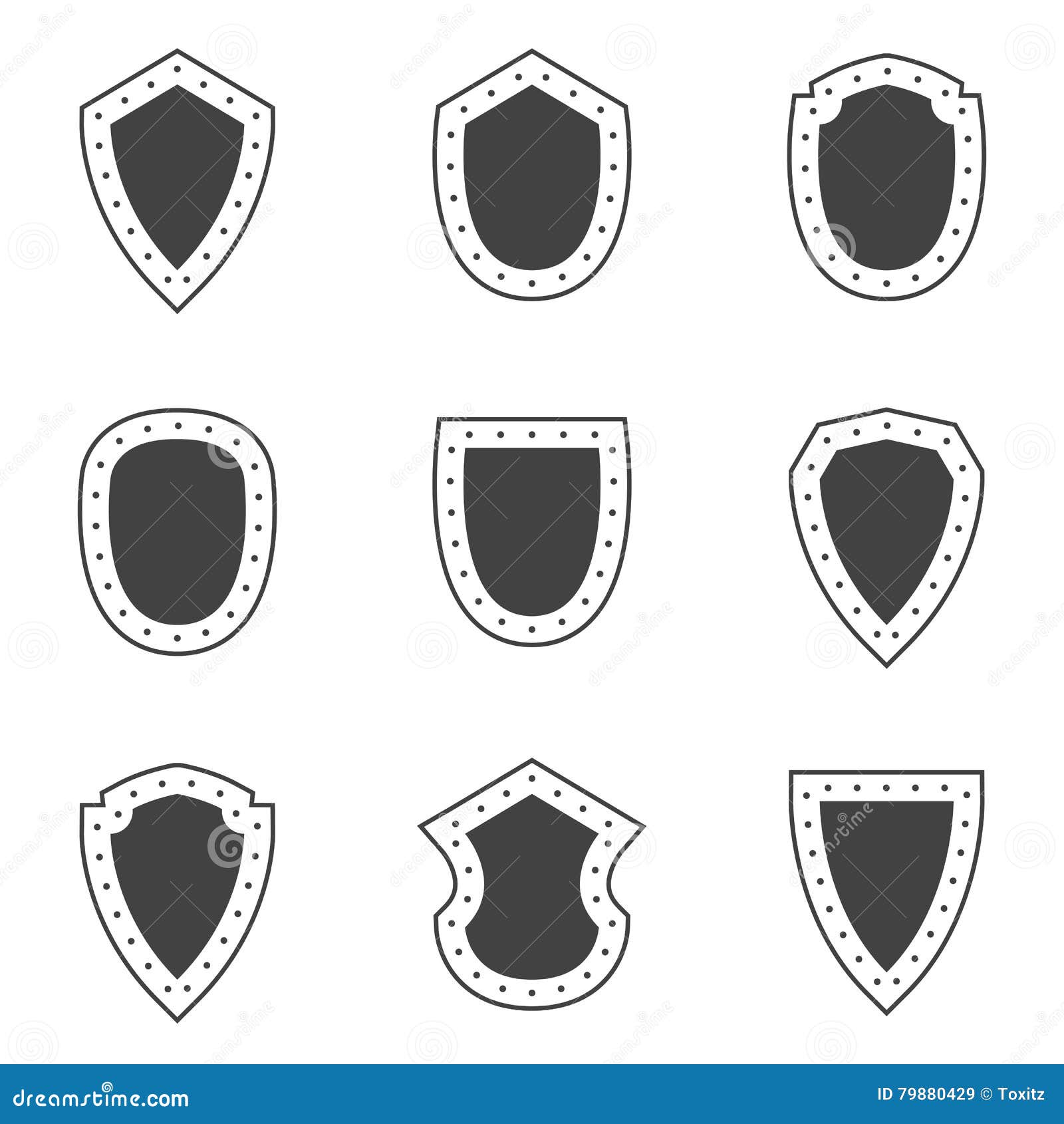 Vector Black Shields Set on White Background Stock Vector ...