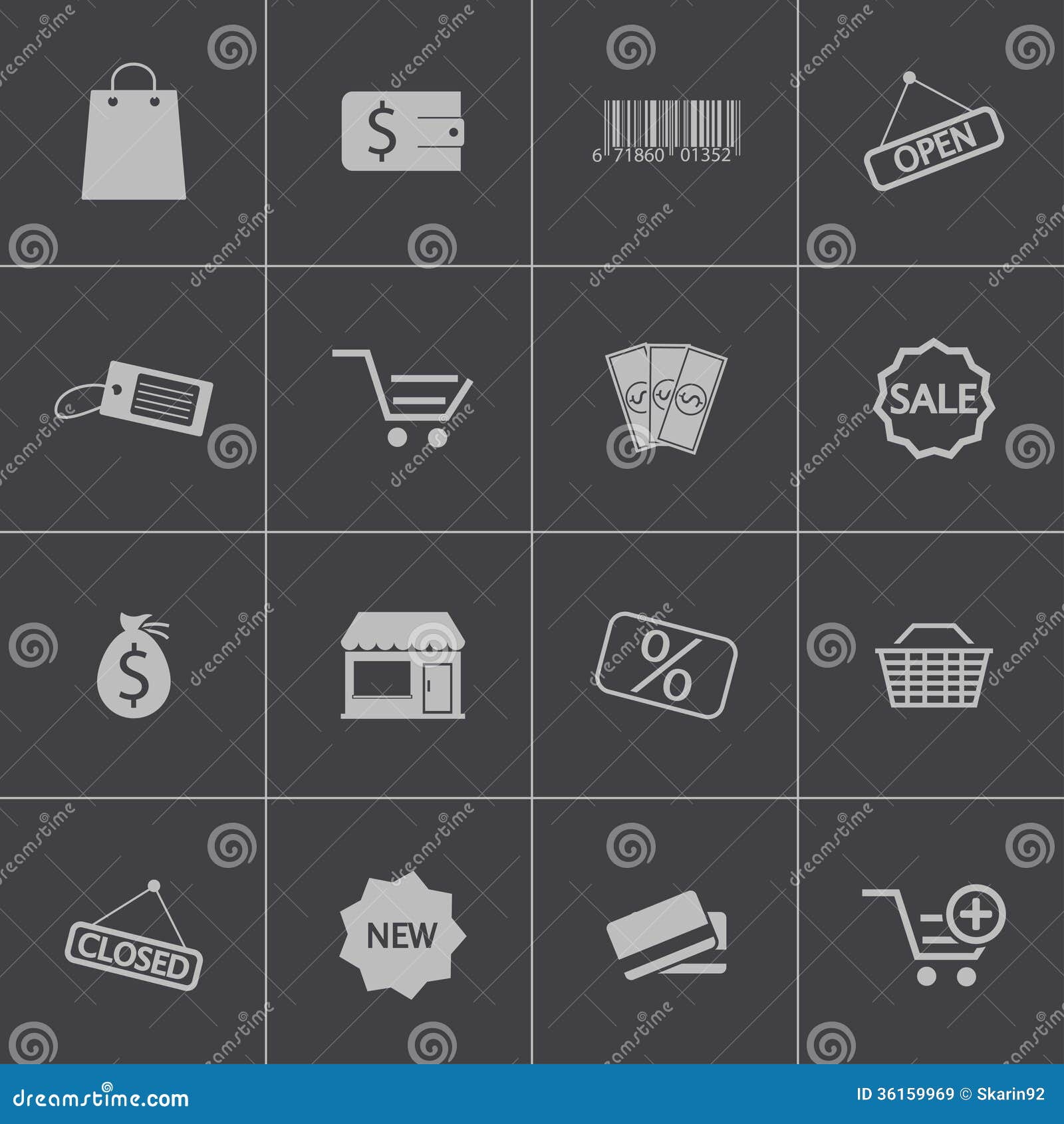 Vector Black Shop Icons Set Stock Vector - Illustration of shop, dollar ...