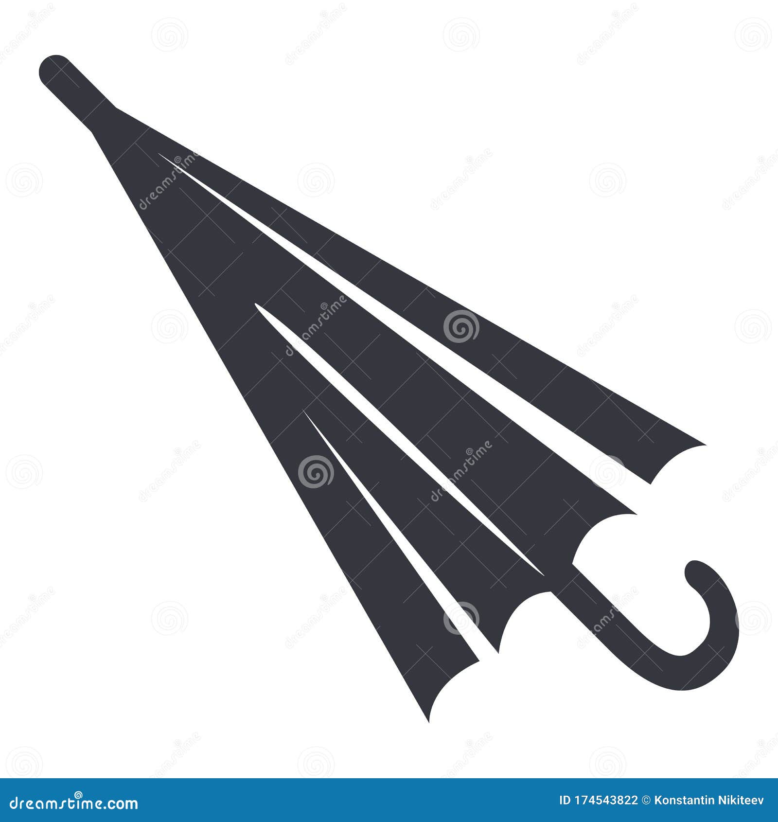 Vector Black Silhouette Icon - Folded Umbrella Stock Vector ...