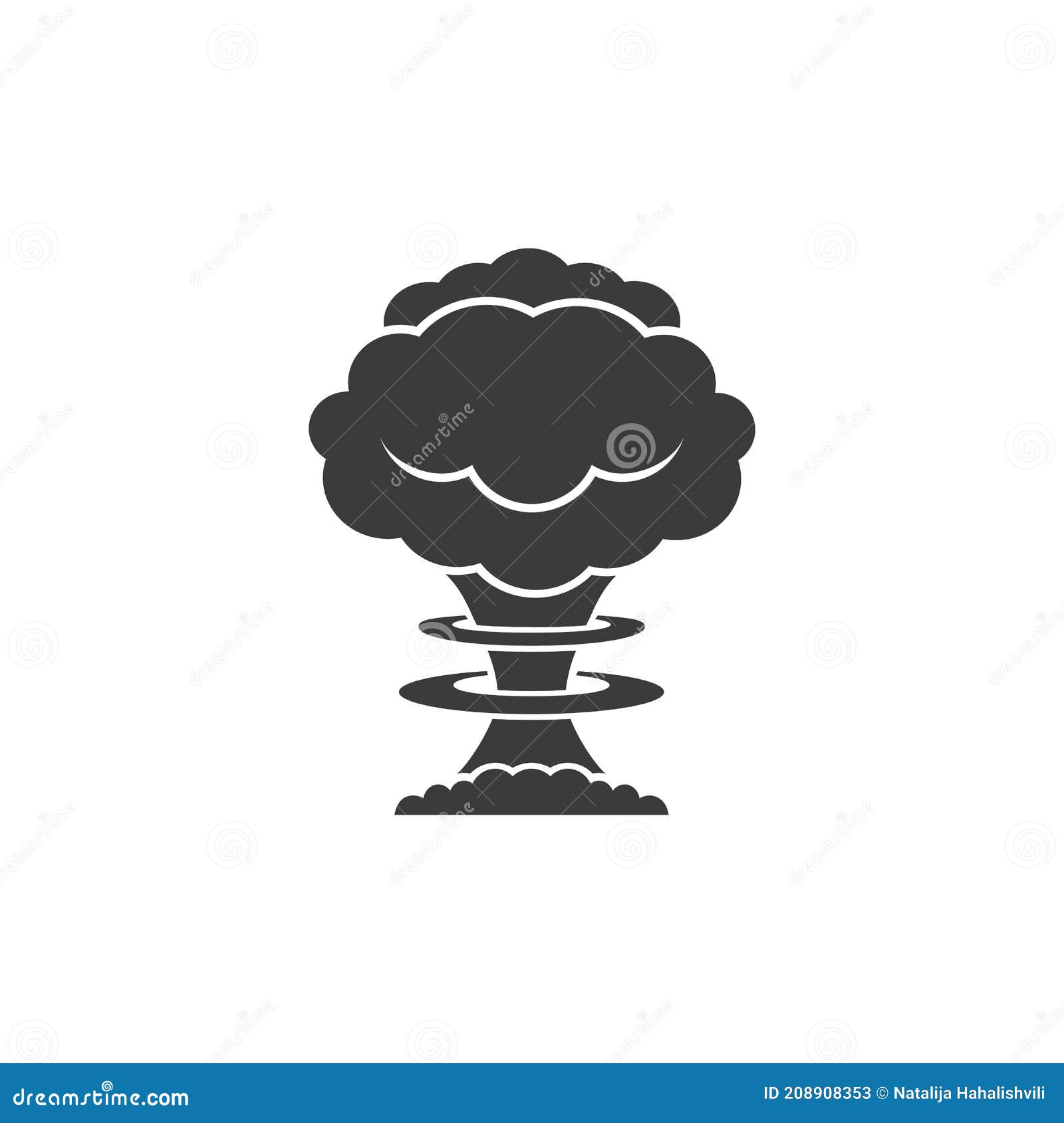 Vector Black Silhouette Icon of Nuclear Explosion Stock Vector ...