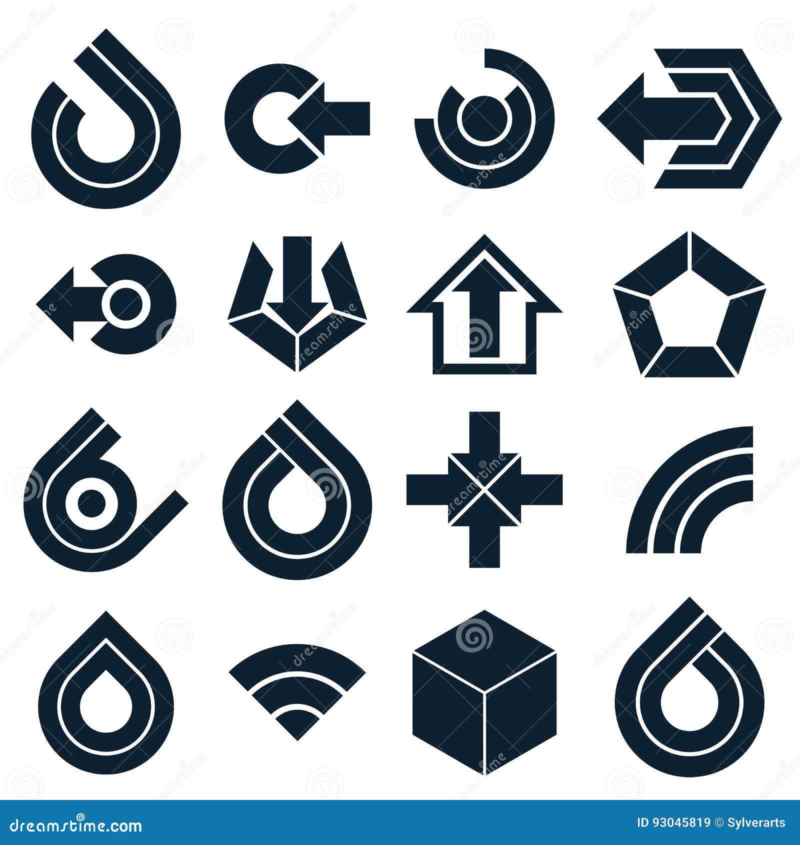 Vector Black Simple Navigation Pictograms Collection. Set of Fla Stock ...