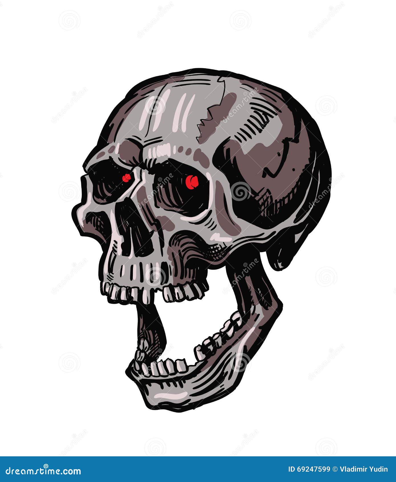 Black Skull Devil Satan Horn Hell King Dark Detailed Vector Realistic ...