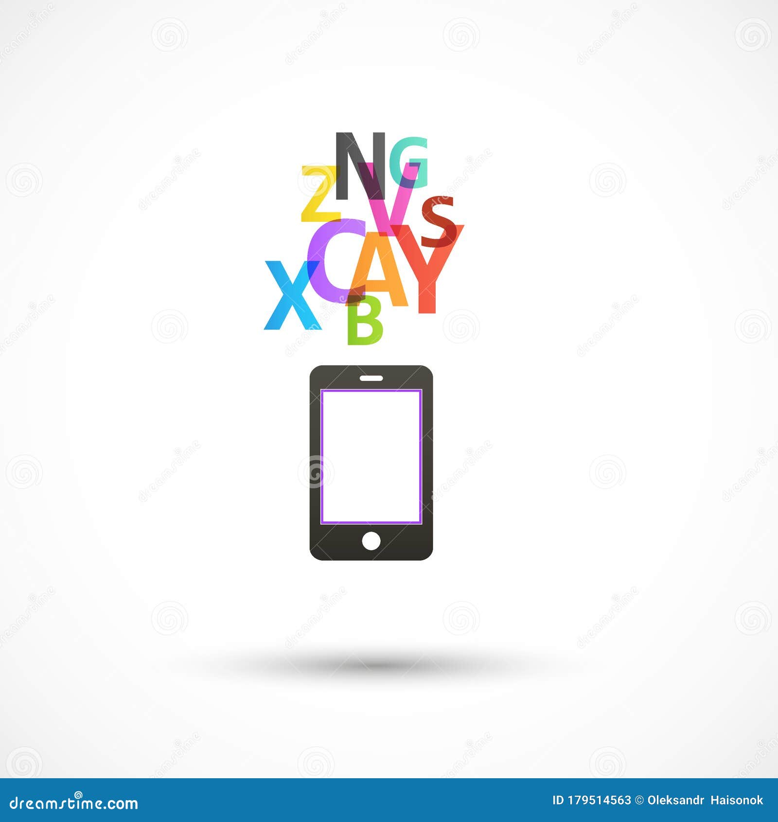 Vector Black Smartphone with Abstract Letters. Colorful Logo Design ...
