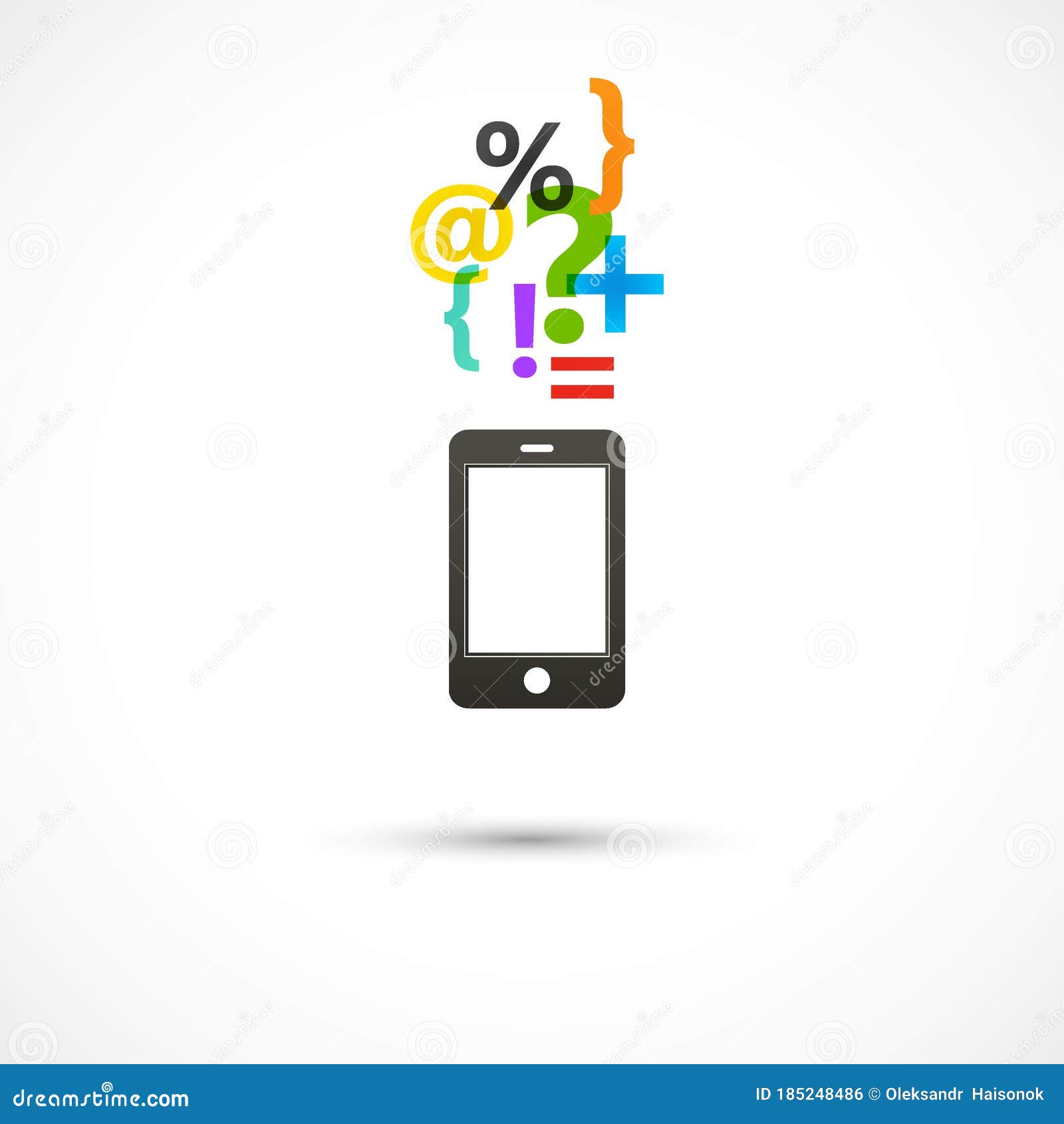 Vector Black Smartphone with Abstract Letters. Colorful Logo Design ...