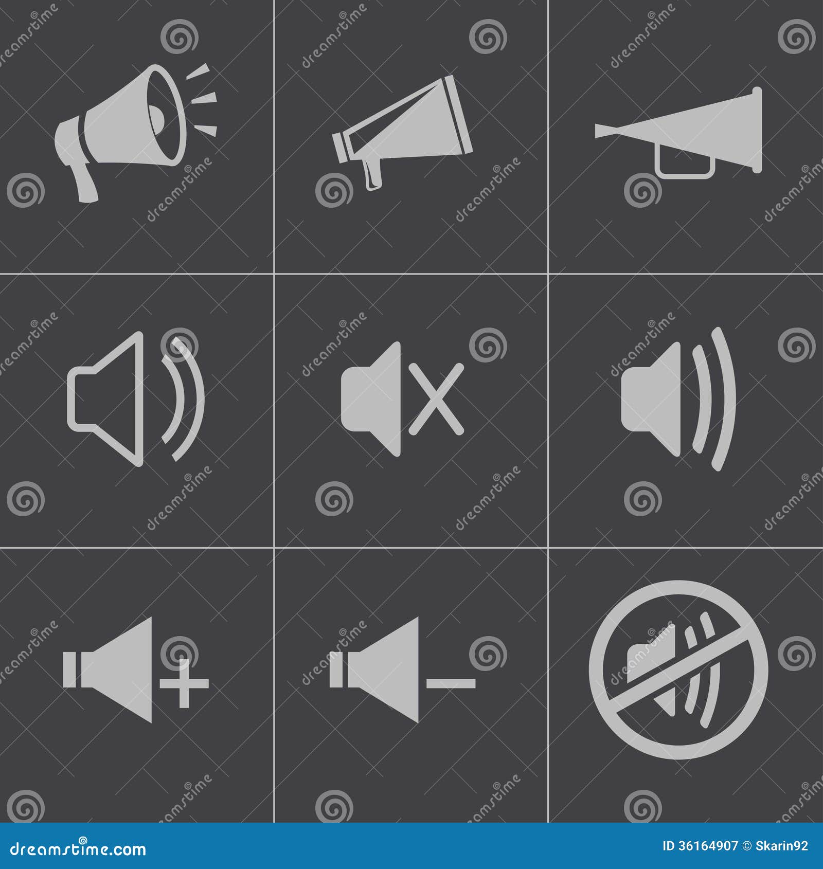 Vector Black Speaker Icons Set Stock Vector - Illustration of public ...