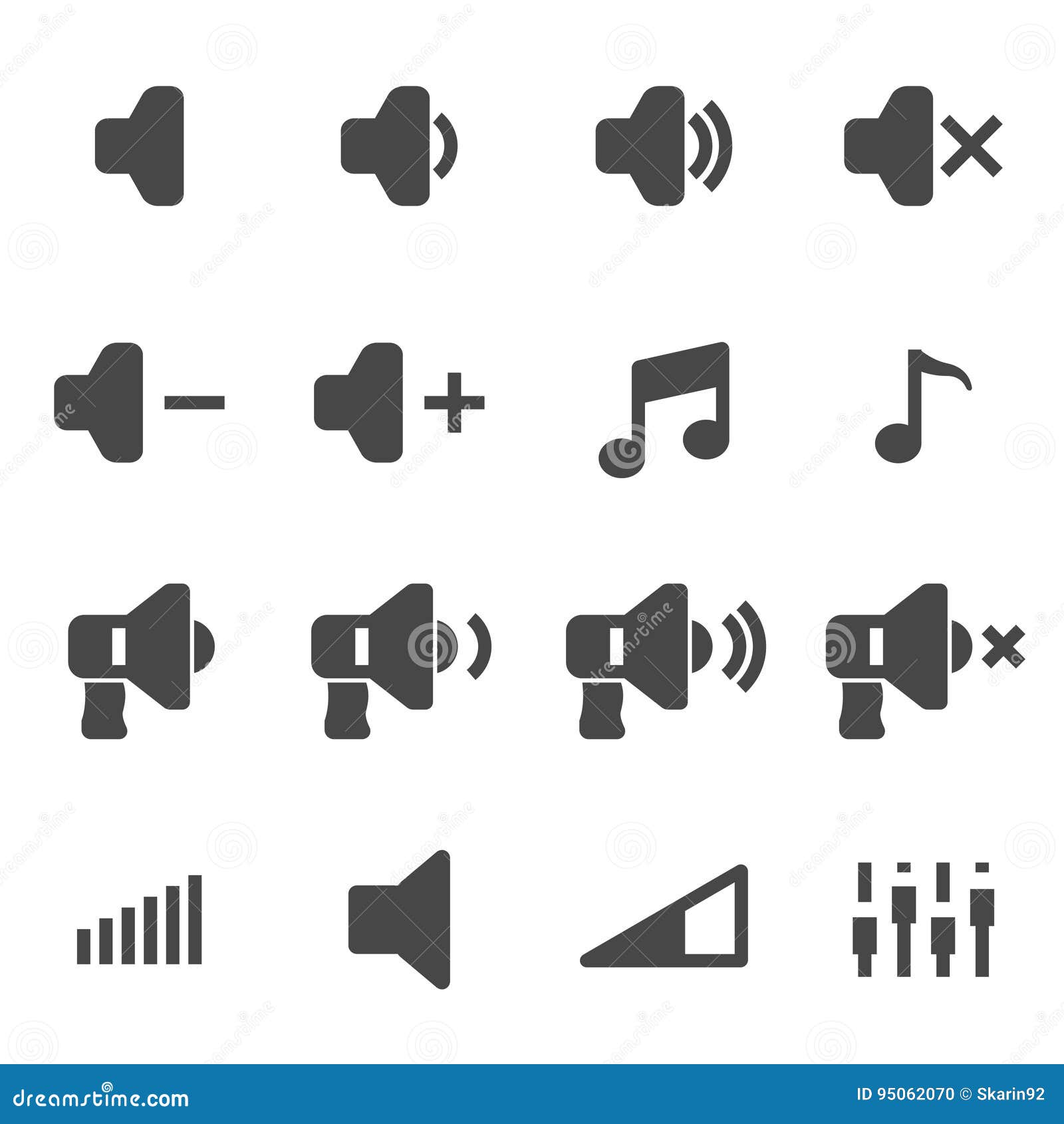 Vector Black Speaker Icons Set Stock Illustration - Illustration of ...